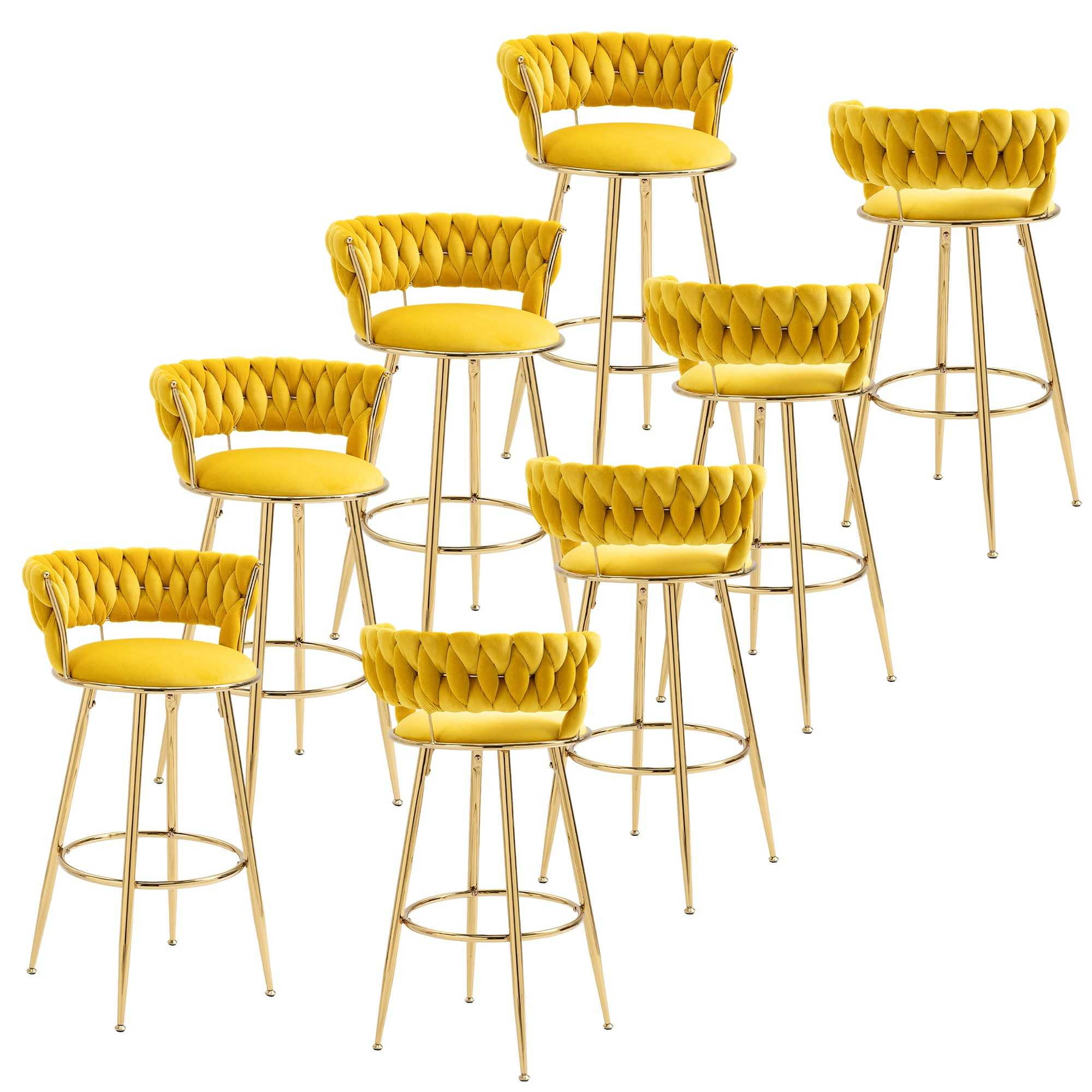 Velvet Tufted Counter Height Bar Stool Chairs with Solid Metal Legs ...