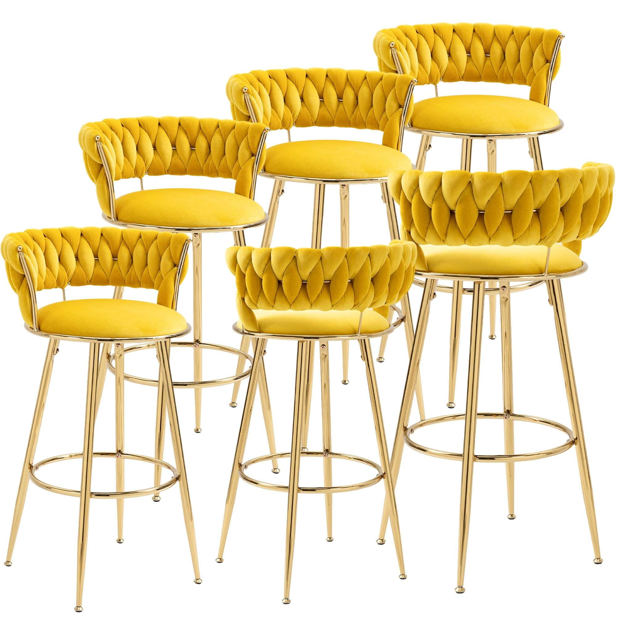Velvet Tufted Counter Height Bar Stool Chairs with Solid Metal Legs ...
