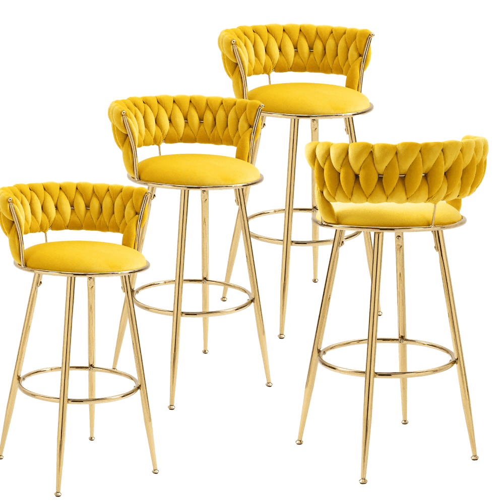 Velvet Tufted Counter Height Bar Stool Chairs with Solid Metal Legs ...