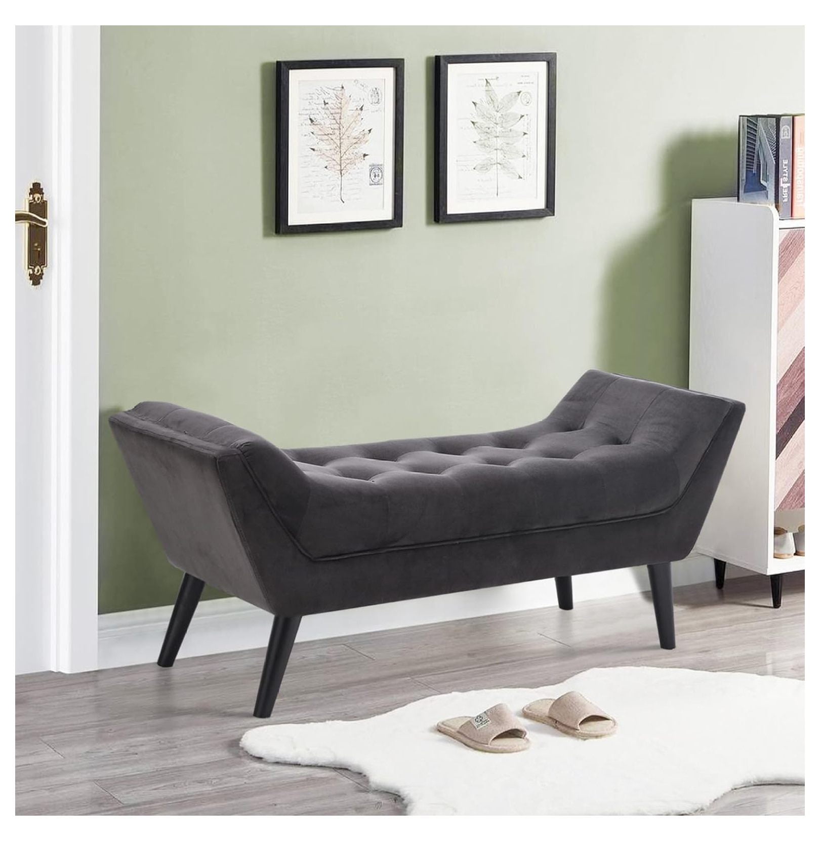 Velvet Tufted Ottoman Bed Bench for Bedroom End of Bed Bench ...
