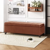 Velvet Tufted Storage Bench with Lift-Up Top & Birch Wood Legs, Blush ...