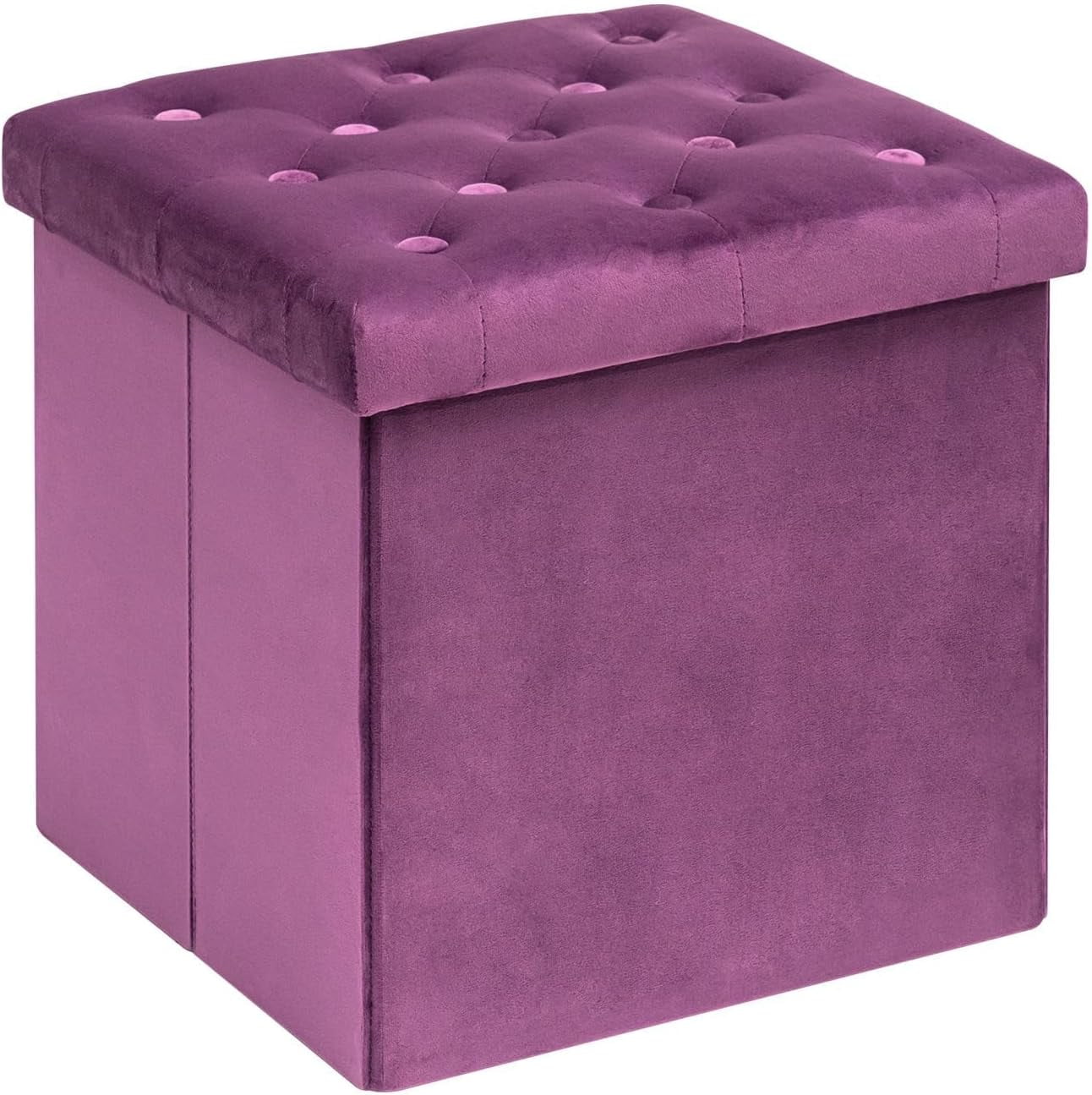 Velvet Tufted Storage Ottoman Cube with Lid, Folding Ottomans for ...