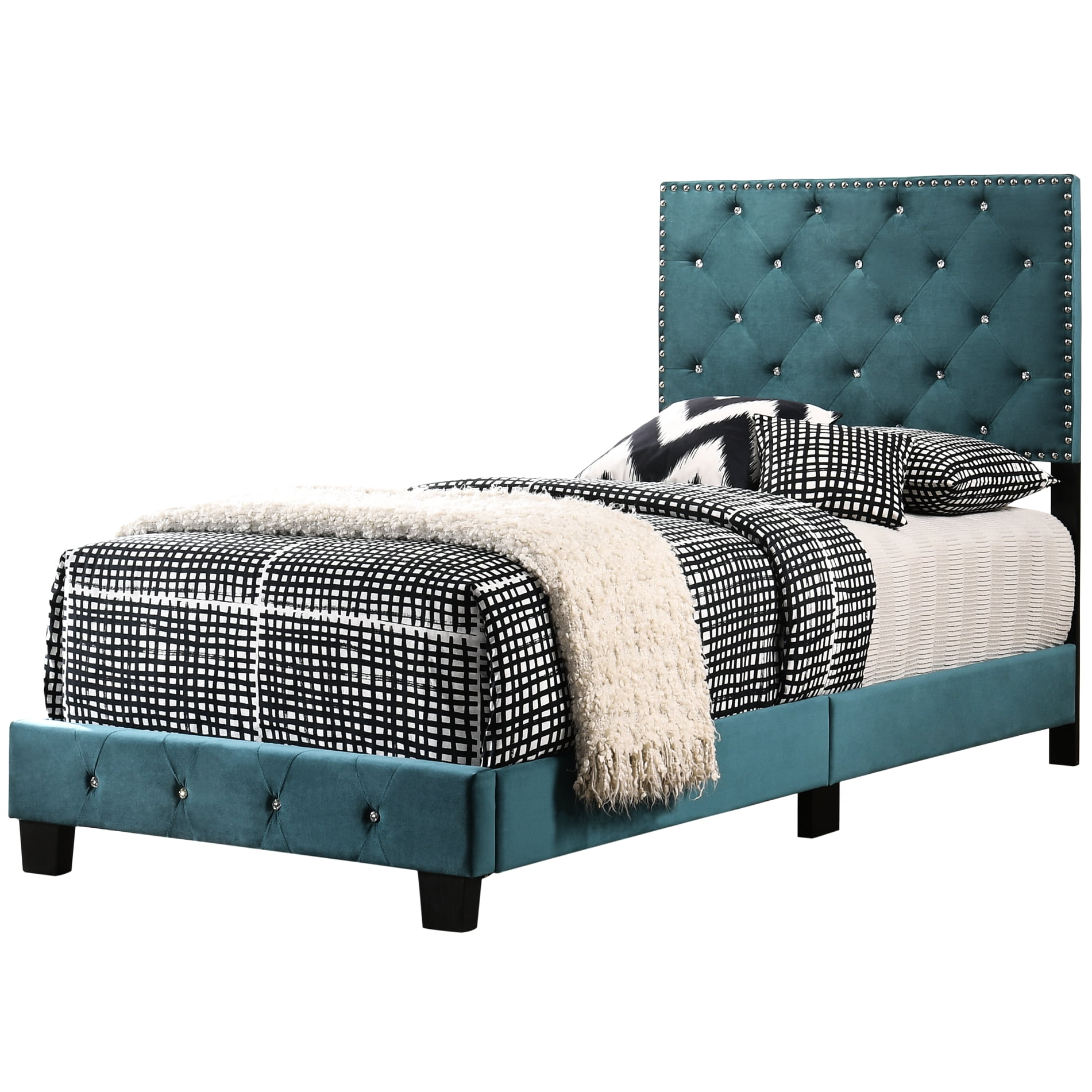 Velvet Twin Bed With A Robust Build For Peaceful Sleep In Fascinating ...