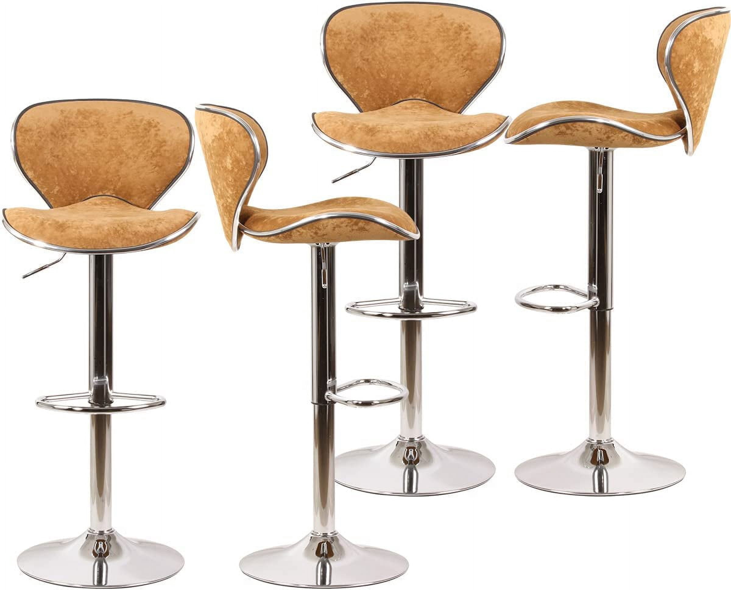 Velvet Upholstered Adjustable Swivel Dining Counter Bar Stools Chrome ...