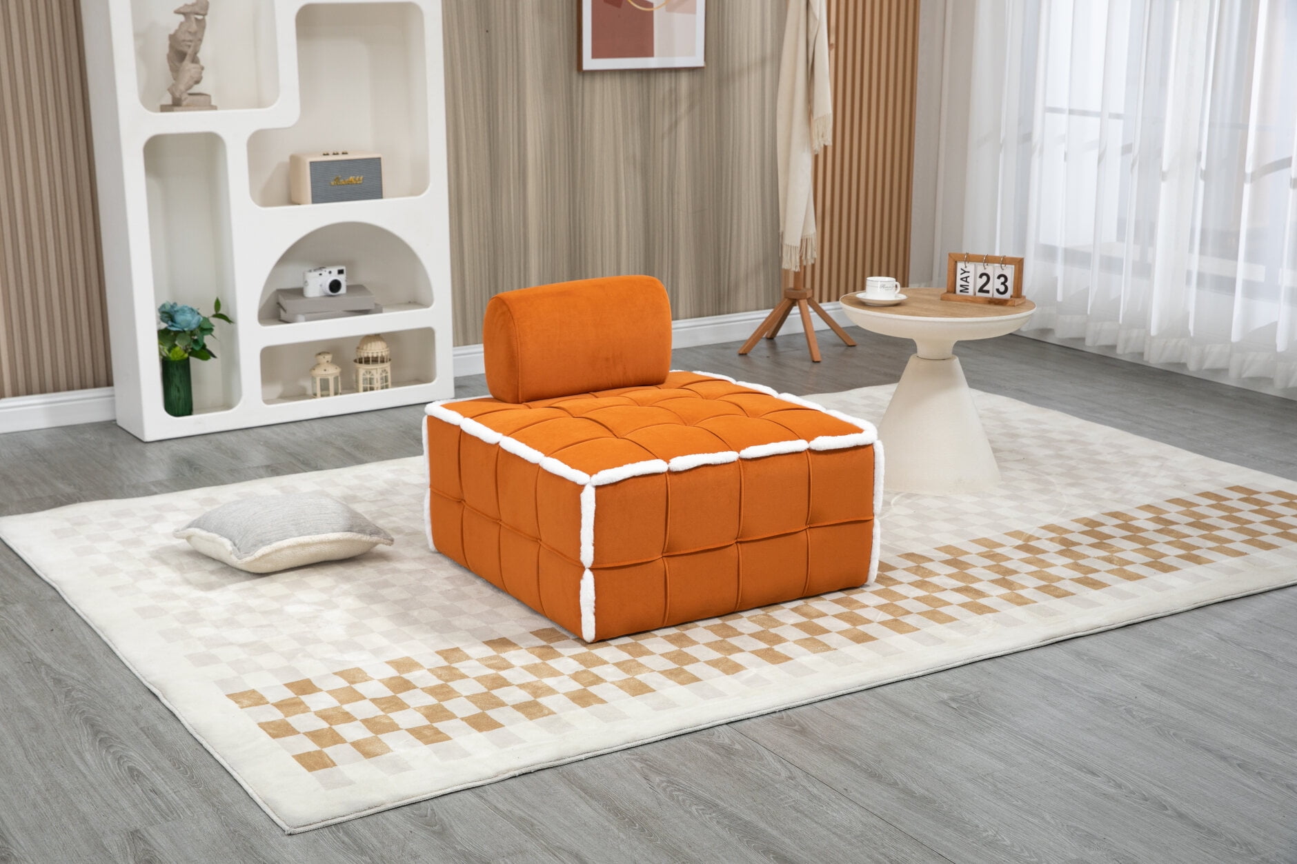 Velvet Upholstered Armless Accent Chair, Tufted Deep Seat Modular Sofa ...