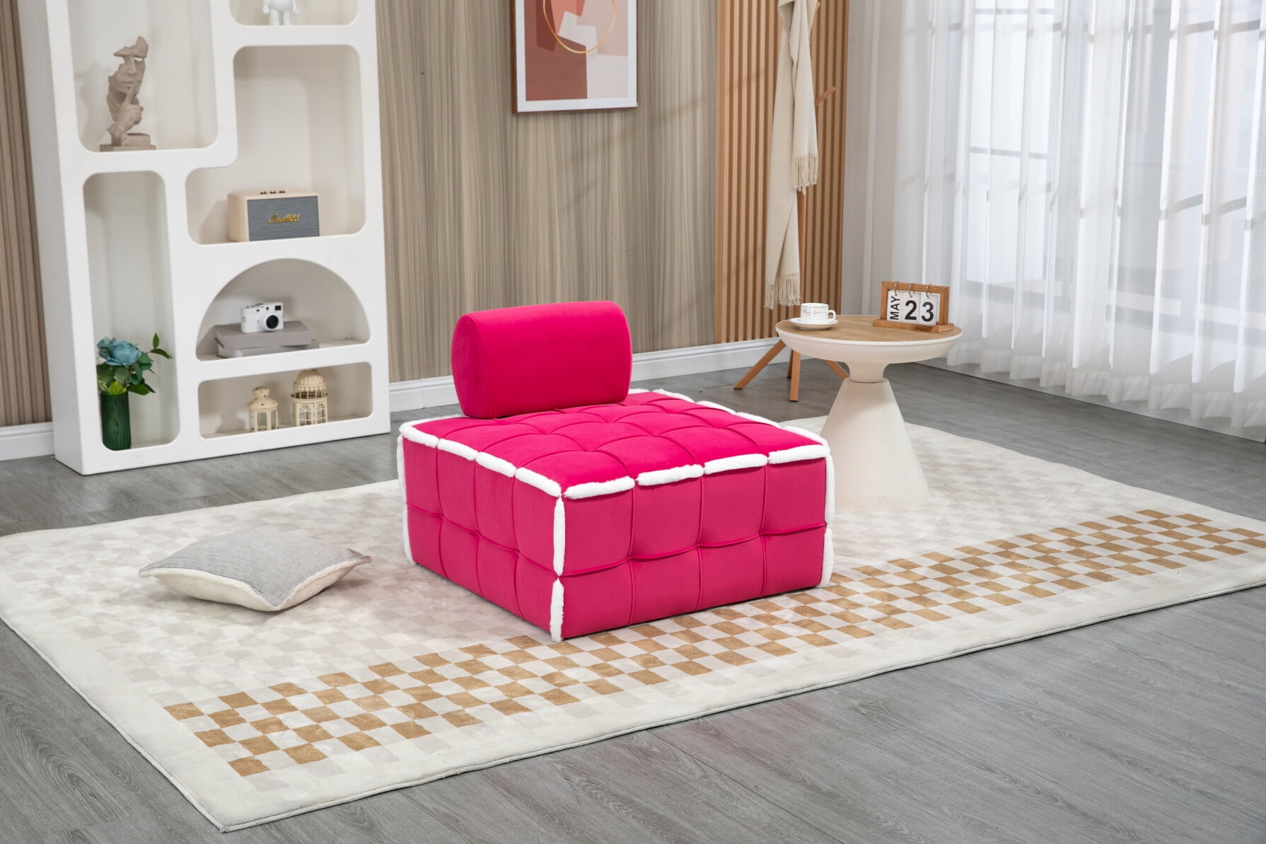 Velvet Upholstered Armless Accent Chair, Tufted Deep Seat Modular Sofa ...