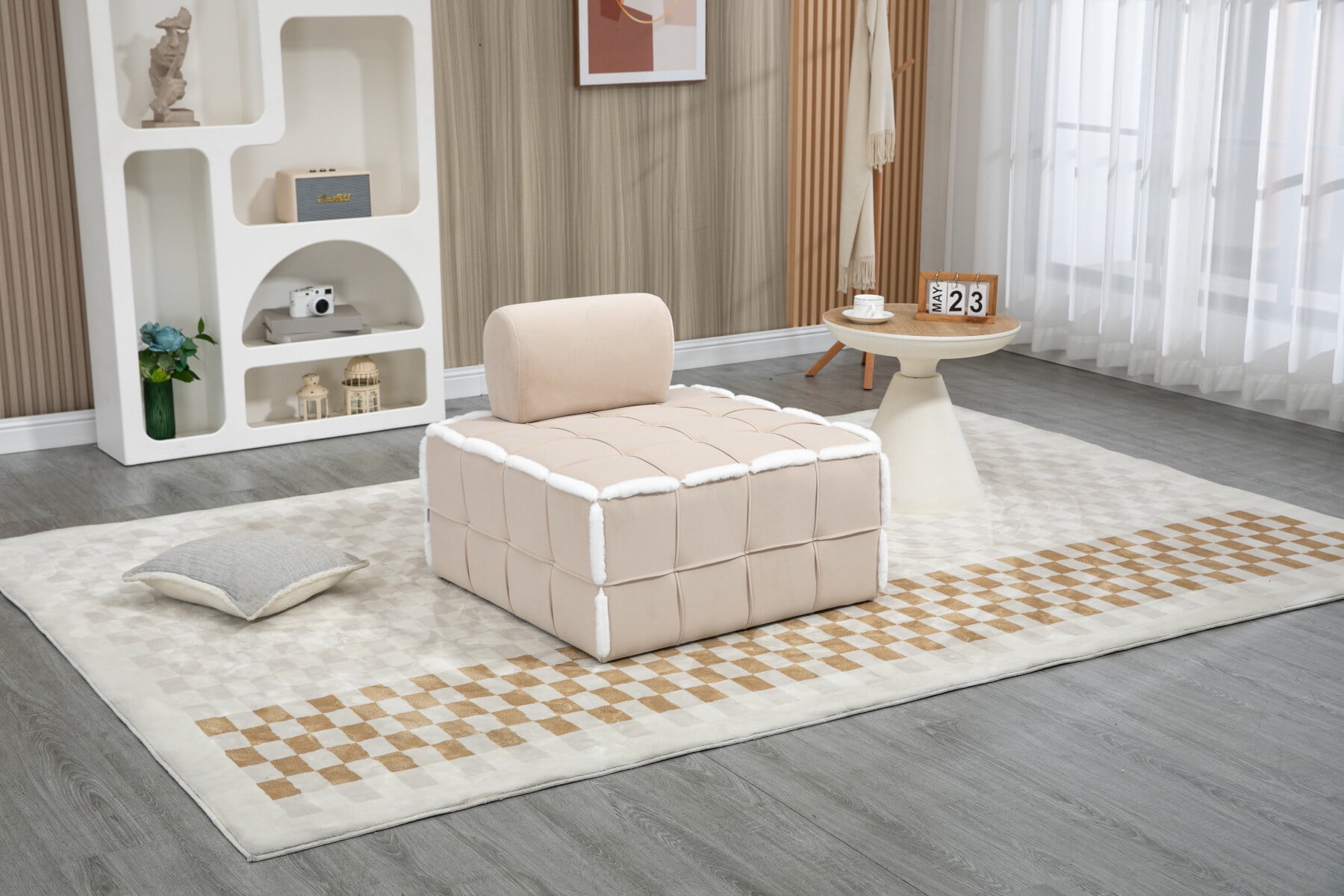 Velvet Upholstered Armless Accent Chair, Tufted Deep Seat Modular Sofa ...