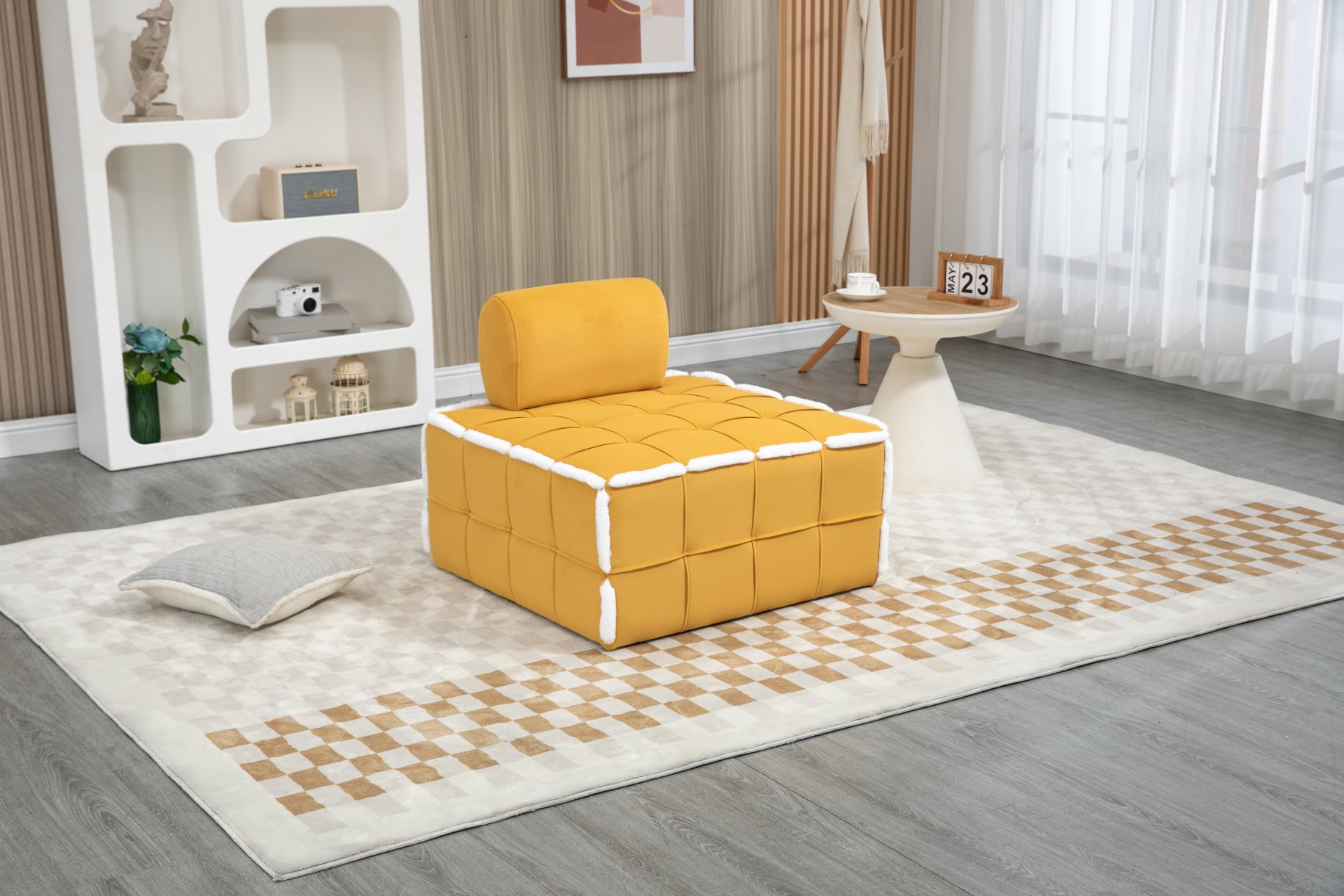 Velvet Upholstered Armless Accent Chair, Tufted Deep Seat Modular Sofa ...