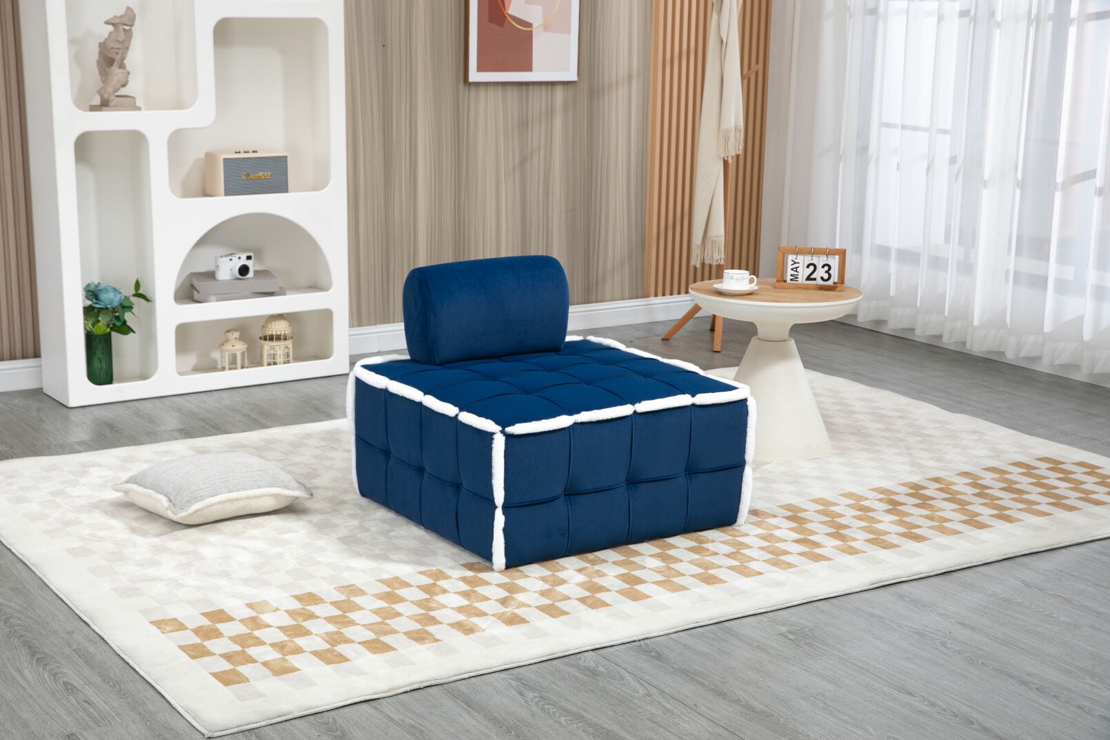 Velvet Upholstered Armless Accent Chair, Tufted Deep Seat Modular Sofa ...