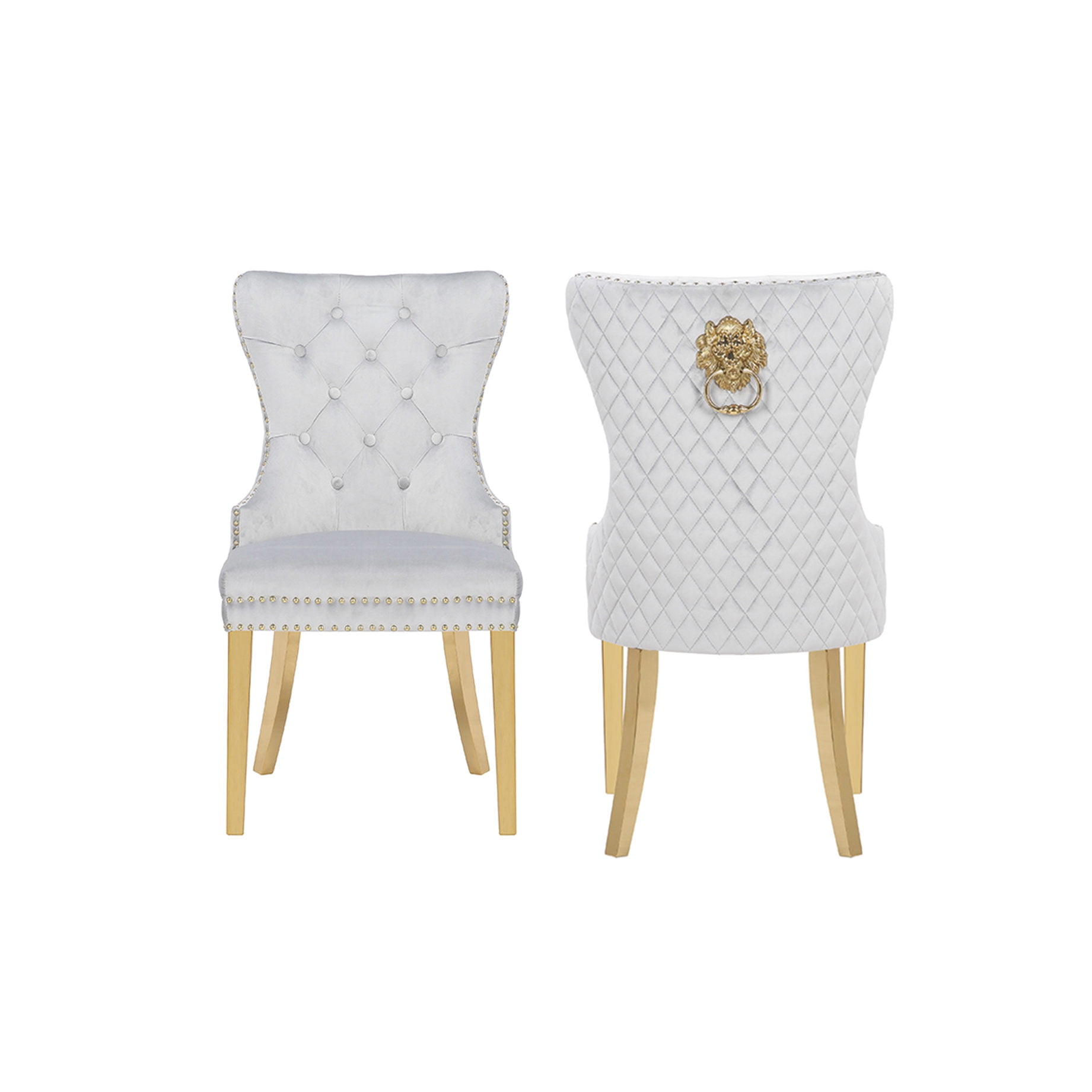 Velvet Upholstered Chairs+Lion Head Accent Ring”-“Daily Meals+Comfort ...