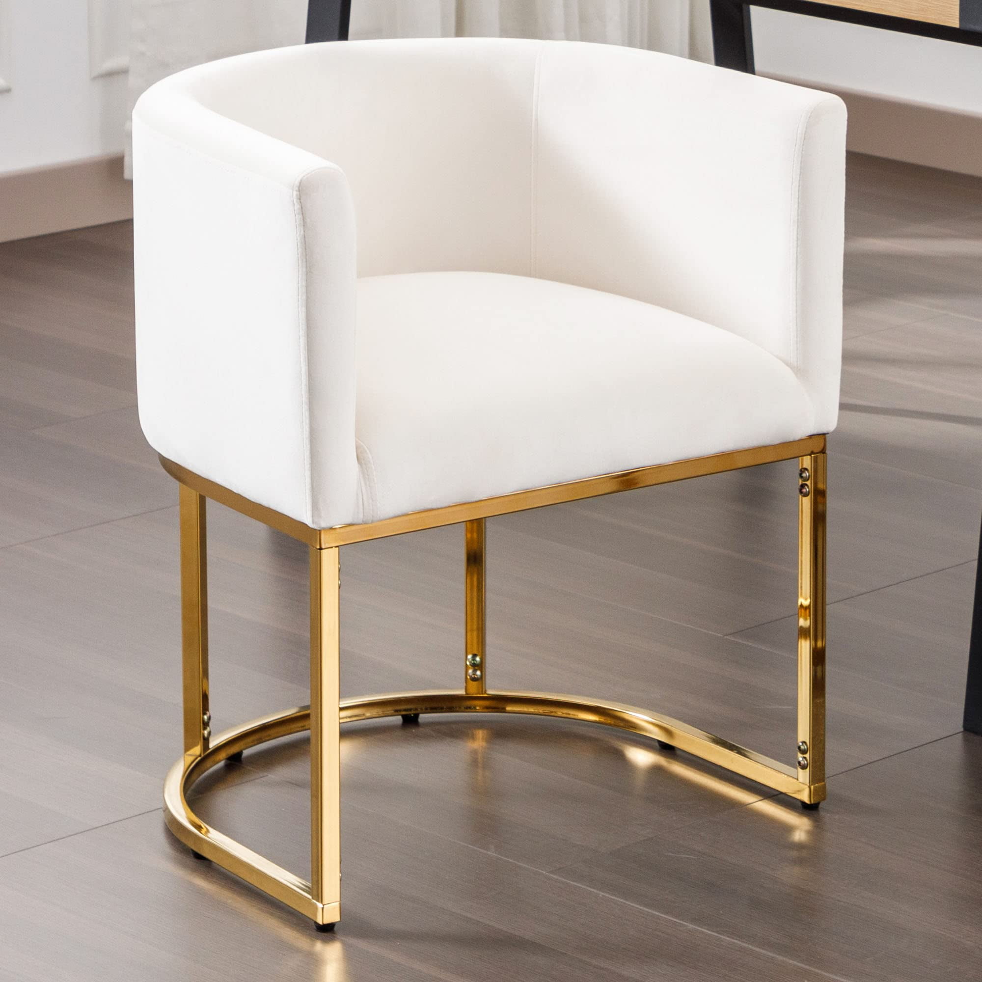 Velvet Upholstered Dining Chair with Barrel Back, Mid Century Modern ...