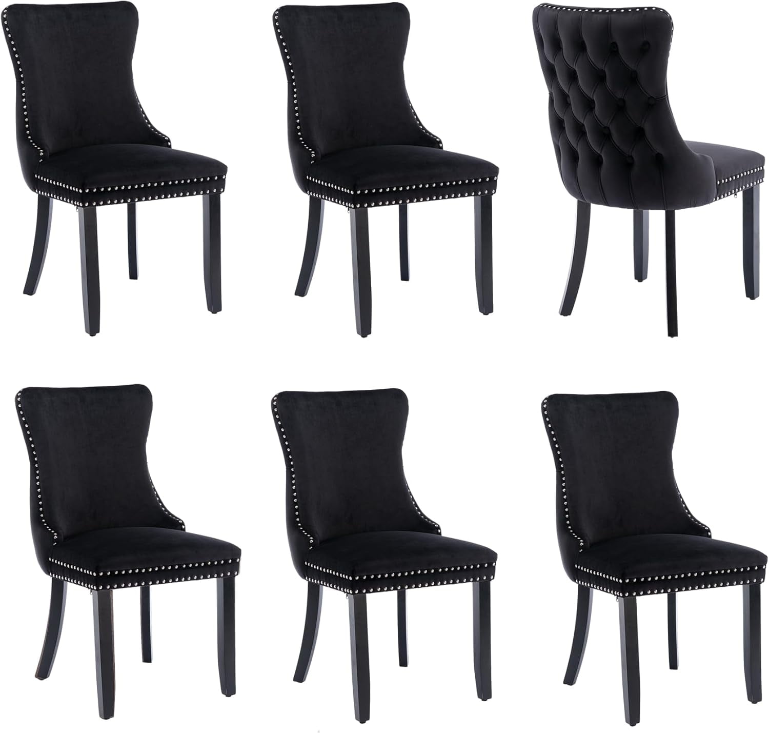 Velvet Upholstered Dining Chair Mid Century Accent Chairs with Tufted ...