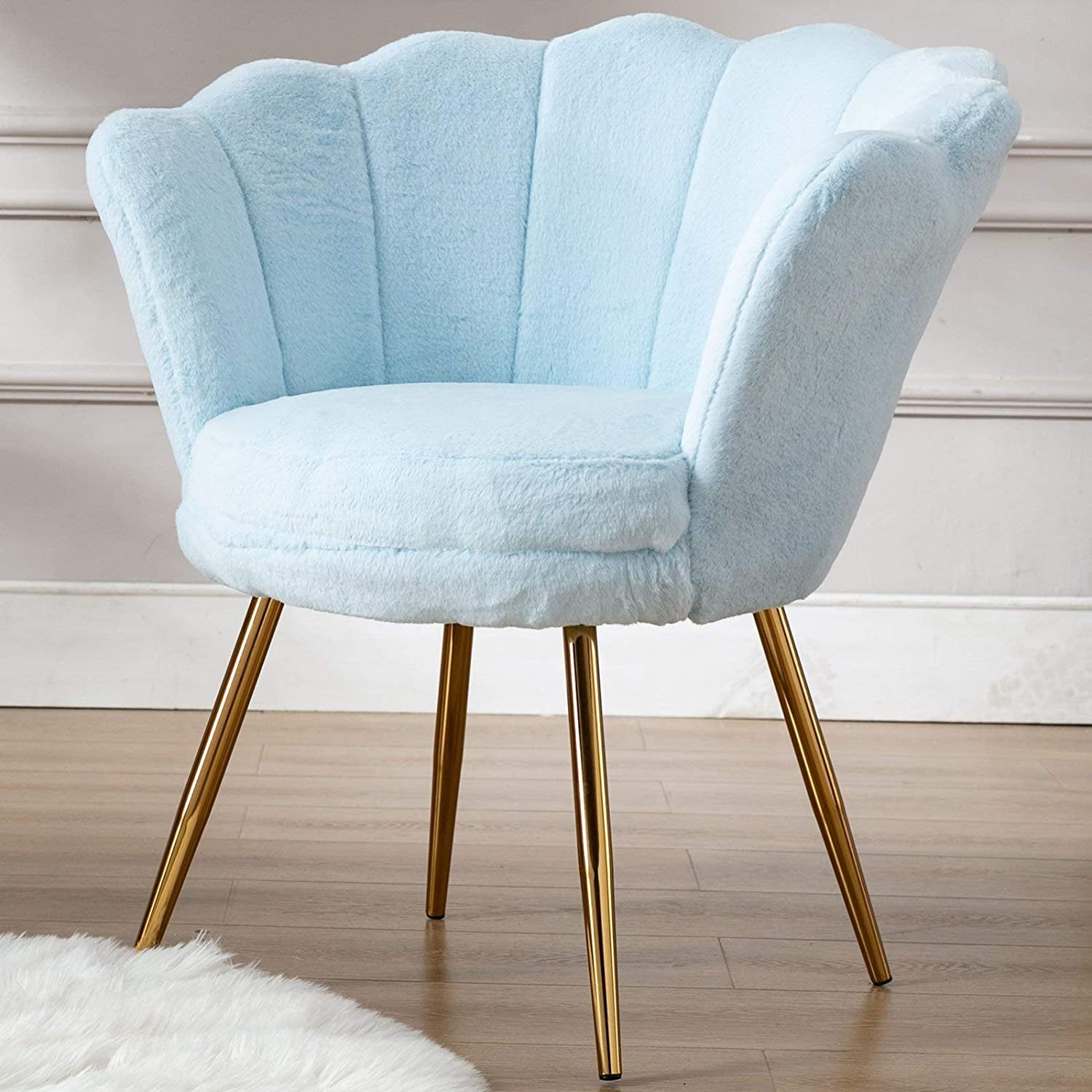Velvet Upholstered Living Room Chair Seashell Chair Barrel Vanity Chair ...