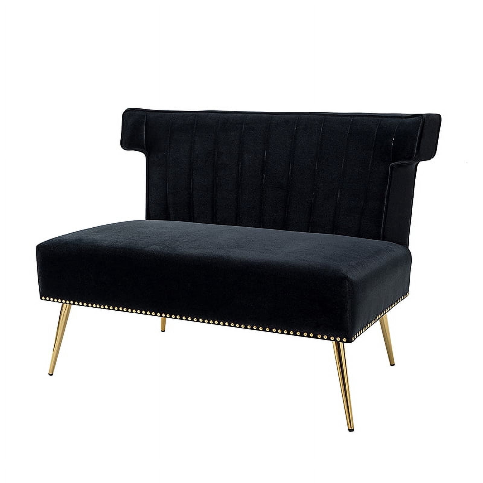 Velvet Upholstered Loveseat Sofa, Tina's Home Futon Wingback Nailhead ...