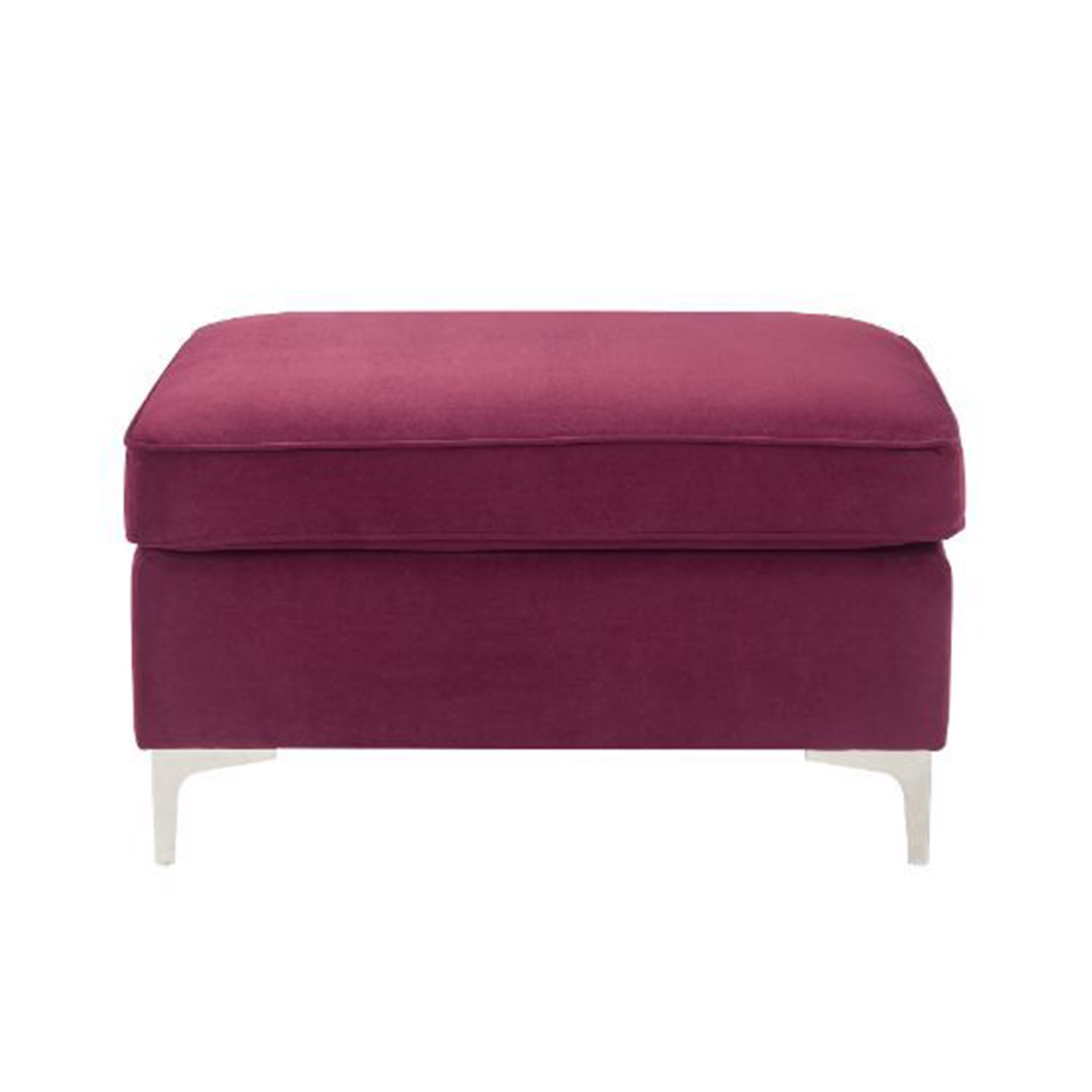 Simple Relax Velvet Upholstered Ottoman Burgundy - Walmart.com