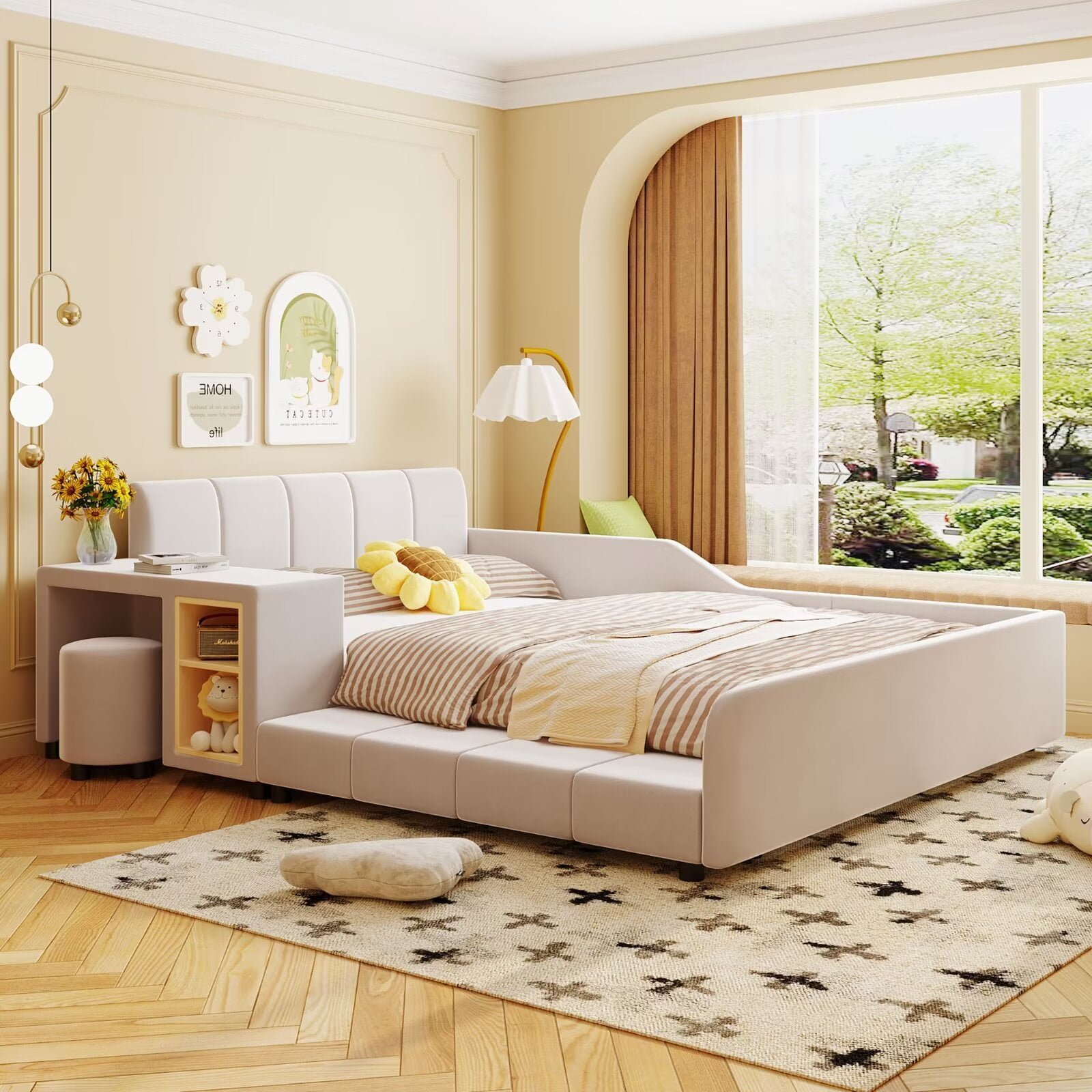 Velvet Upholstered Platform Bed with Headboard & Footboard, Full Size ...