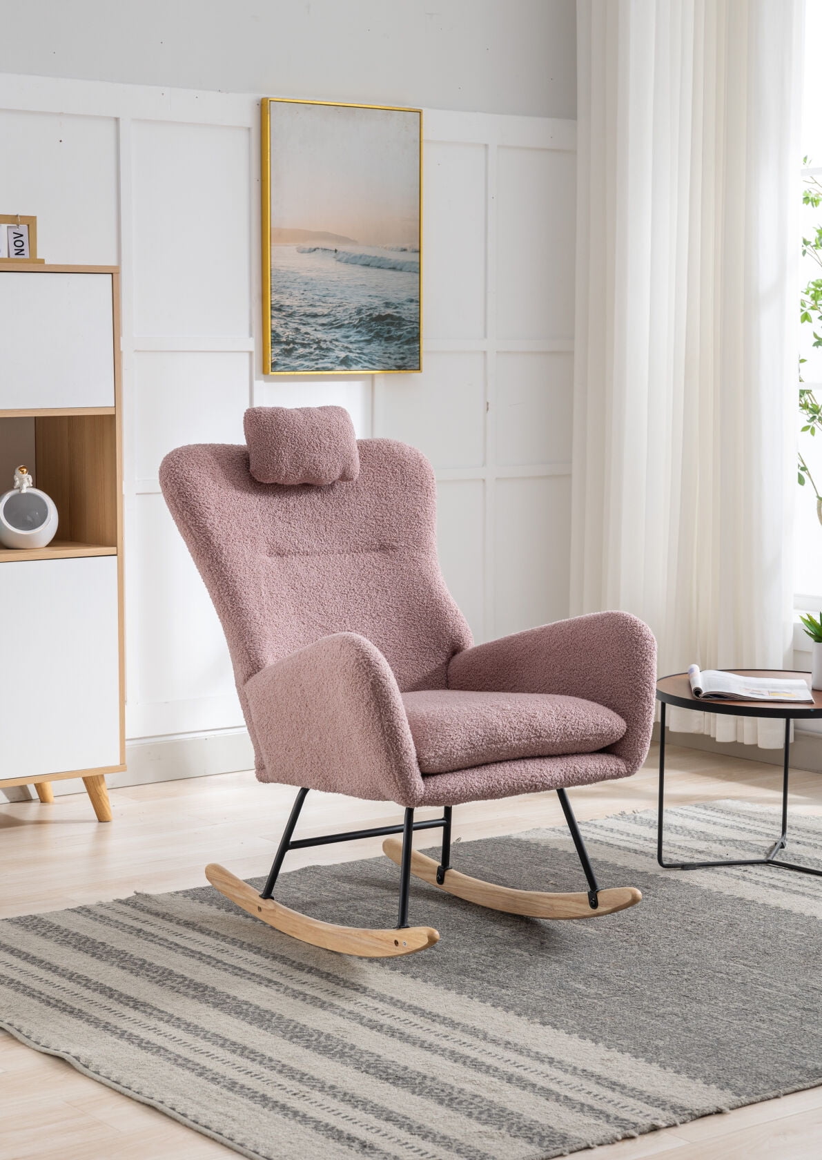 Velvet Upholstered Rocking Chair, Modern Rocking Accent Chairs with ...