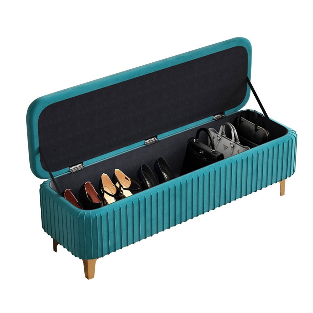 Velvet Upholstered Shoe Seat Storage Beach for Entryway Bed Foot,Modern ...