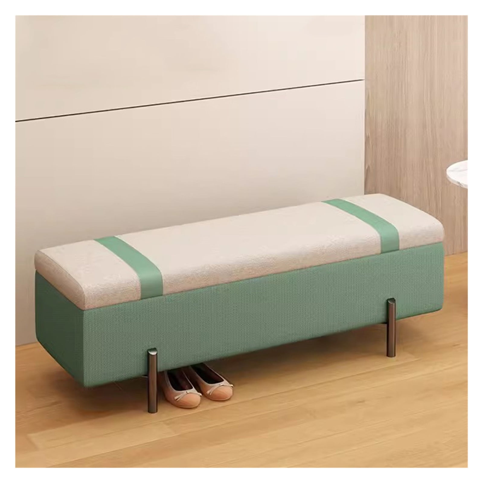 Velvet Upholstered Storage Bench,Comfy Shoe Bench Footrest for Living ...