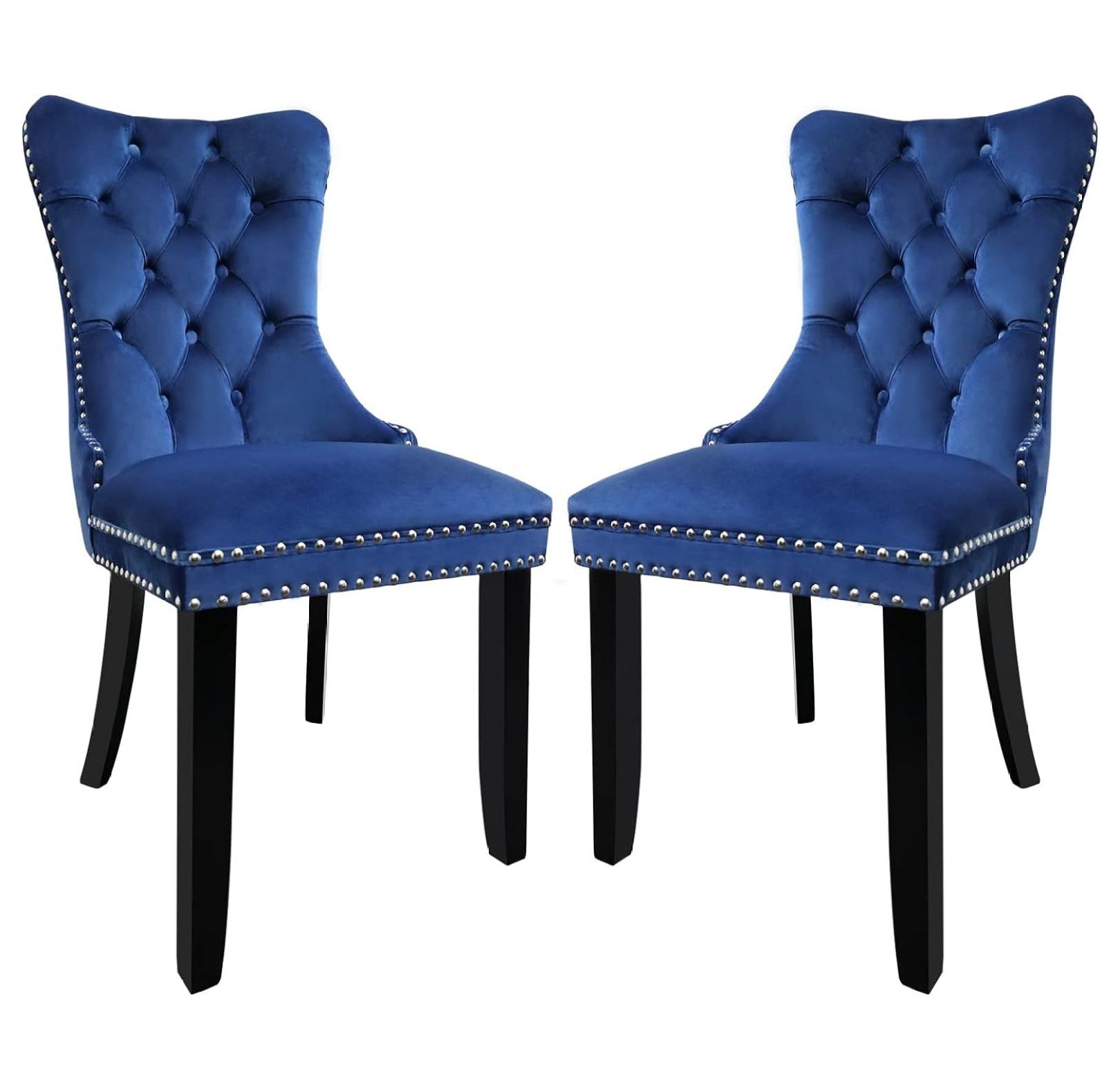 Velvet Upholstered with Nailhead Back and Ring Pull Trim Solid Wood ...