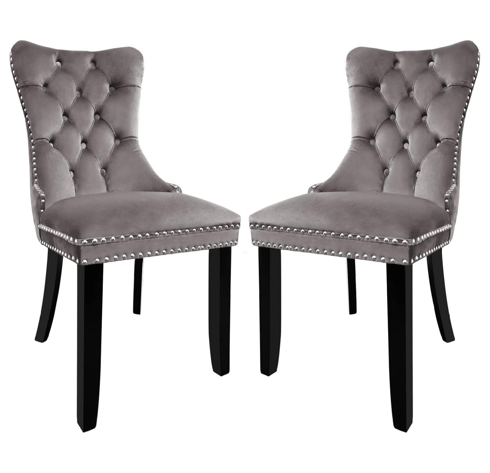 Velvet Upholstered with Nailhead Back and Ring Pull Trim Solid Wood ...