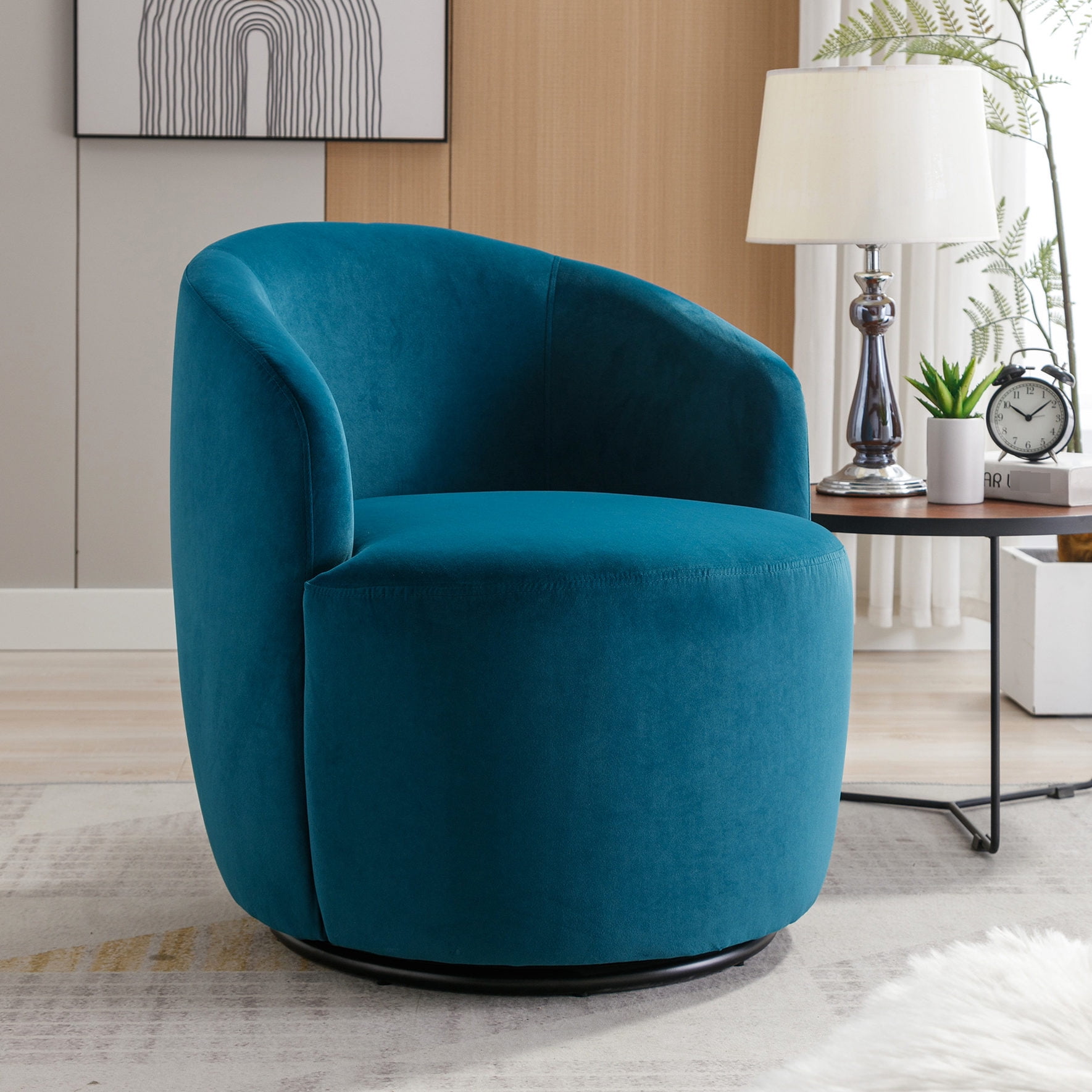 Velvet Upholstery - Rotating Feature - Barrel Chair for Office ...