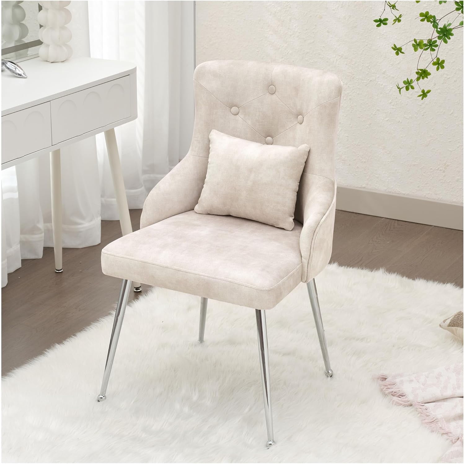 Velvet Vanity Dining Chairs, Upholstered Makeup Accent Reading Chair ...