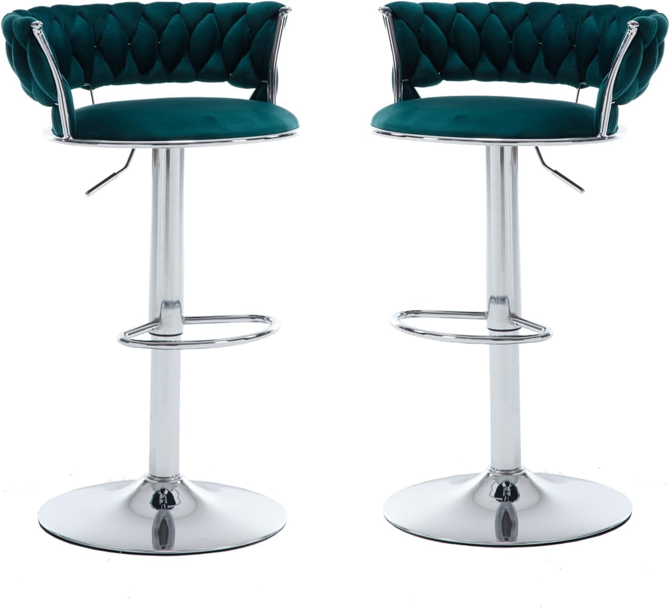 Velvet Wave Hollow Barstools Set of 2, Modern Adjustable Swivel Bar ...