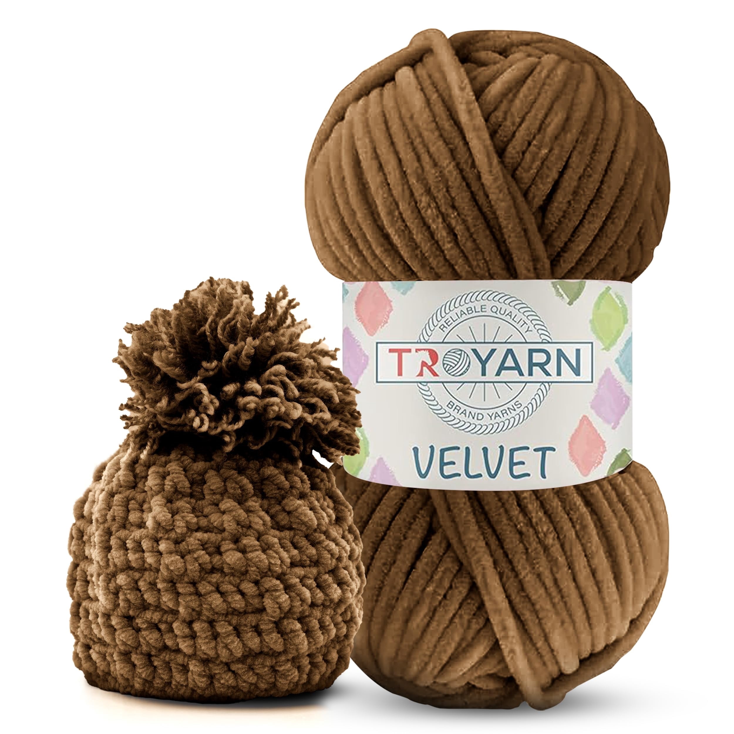 TROYARN, Velvet Yarn for Crocheting, Size 6, 100g (132 Yards) - Walmart.com
