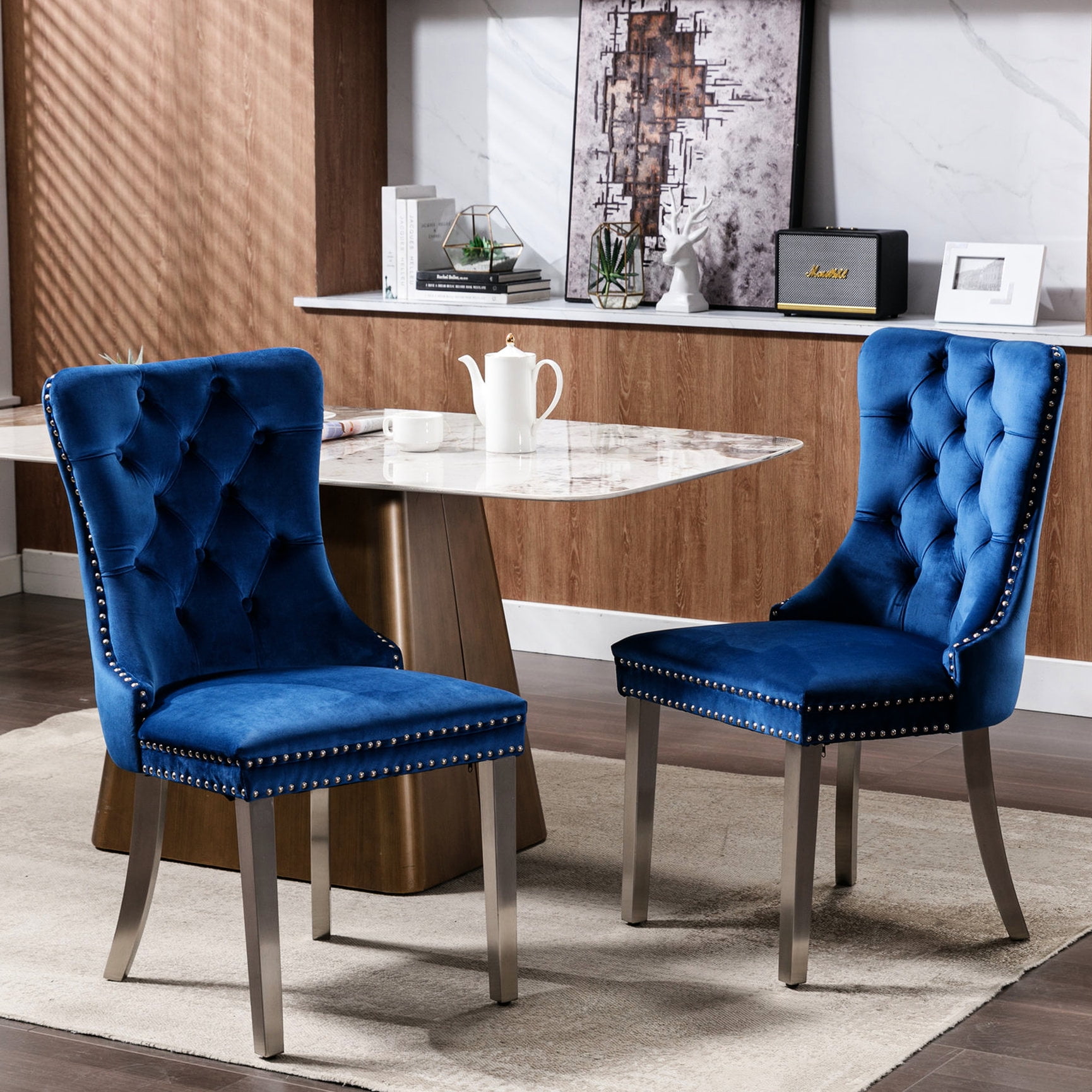 Velvet and Chrome - Tufted and Nailhead Design - Dining Venue ...