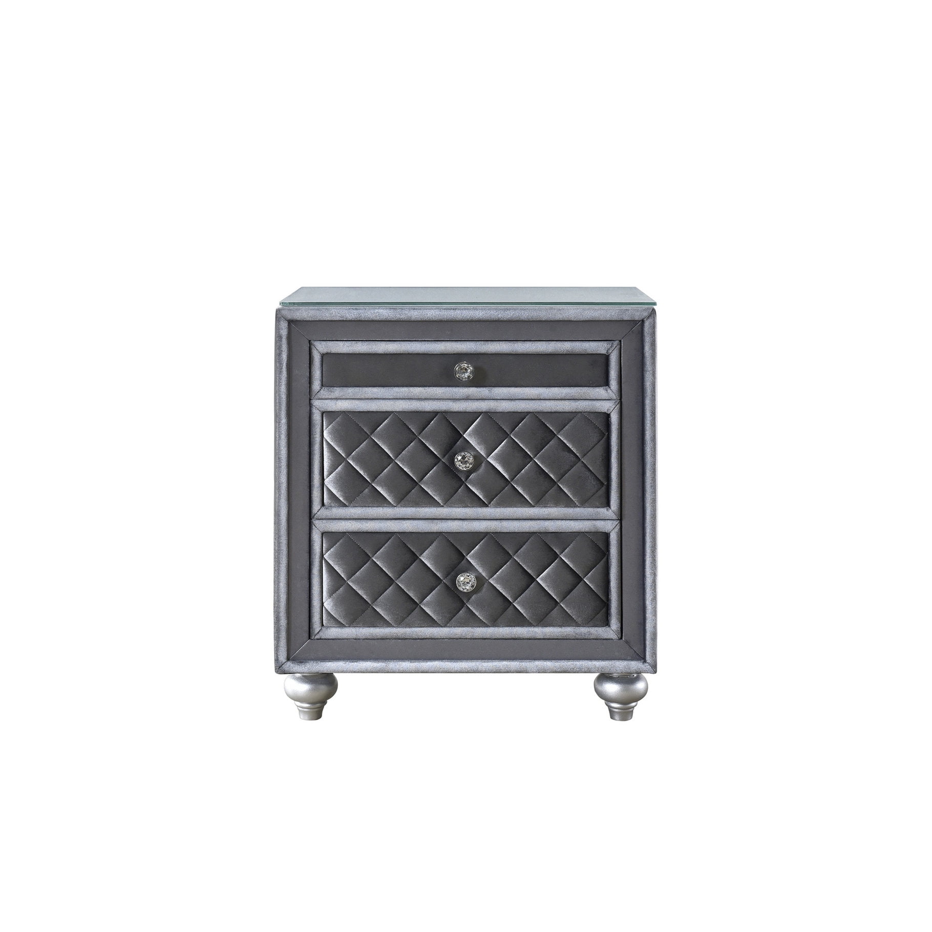 Velvet tufted 3-drawer nightstand with dovetail drawers - Sturdy and ...
