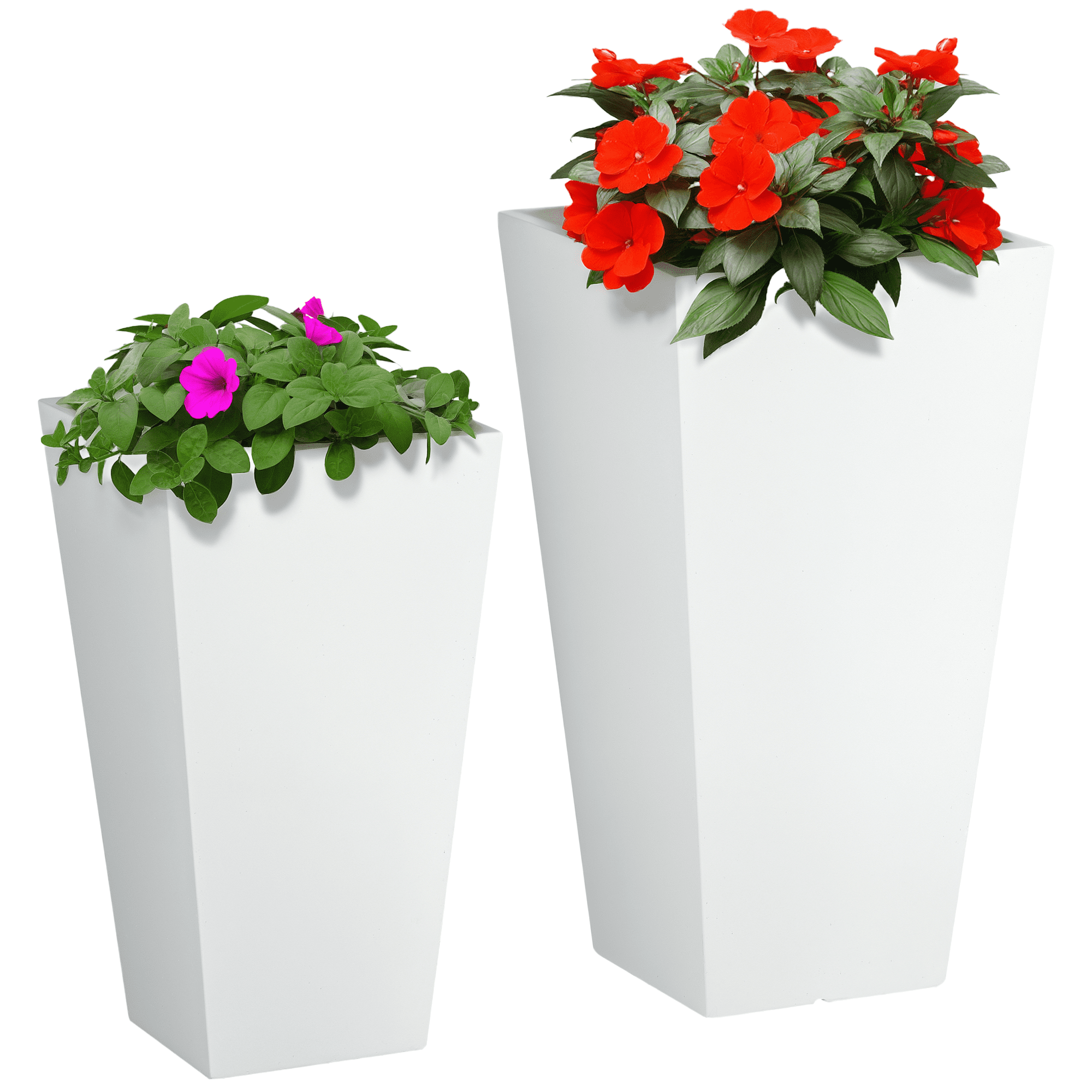 VelvetBlossom 2-Pack MgO Flower Pots with Drainage Hole, Outdoor Planters.Our set of two patio ...