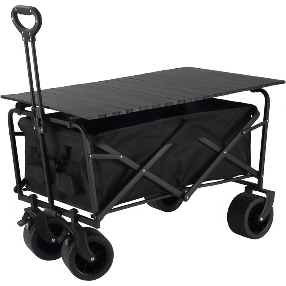 VelvetBlossom 440lbs Heavy Duty Collapsible Wagon Cart with Aluminum ...