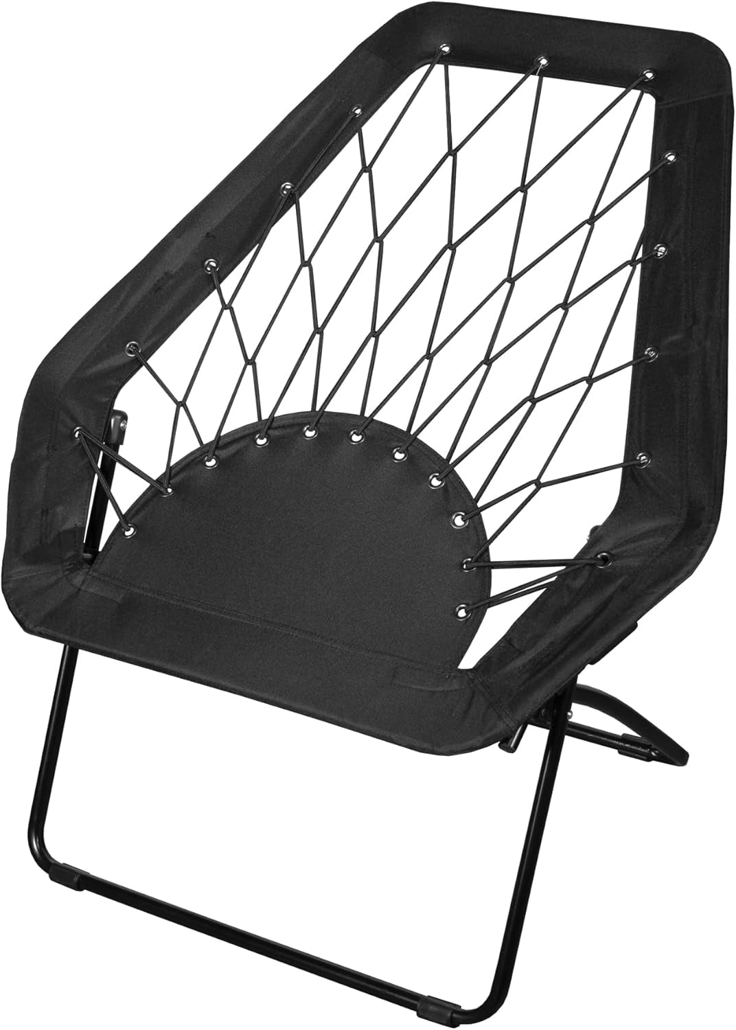 VelvetBlossom Black Hexagon Portable Folding Metal Framed Bungee Chair ...