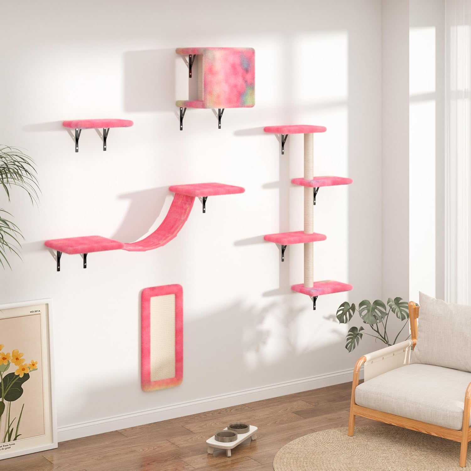 VelvetBlossom Cat Wall Shelves and Mounted Perches, Climber Set with ...