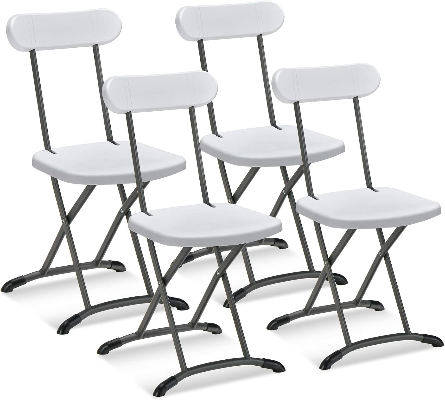 VelvetBlossom Folding Chair,400lbs Plastic Chairs Set with Steel Frame ...