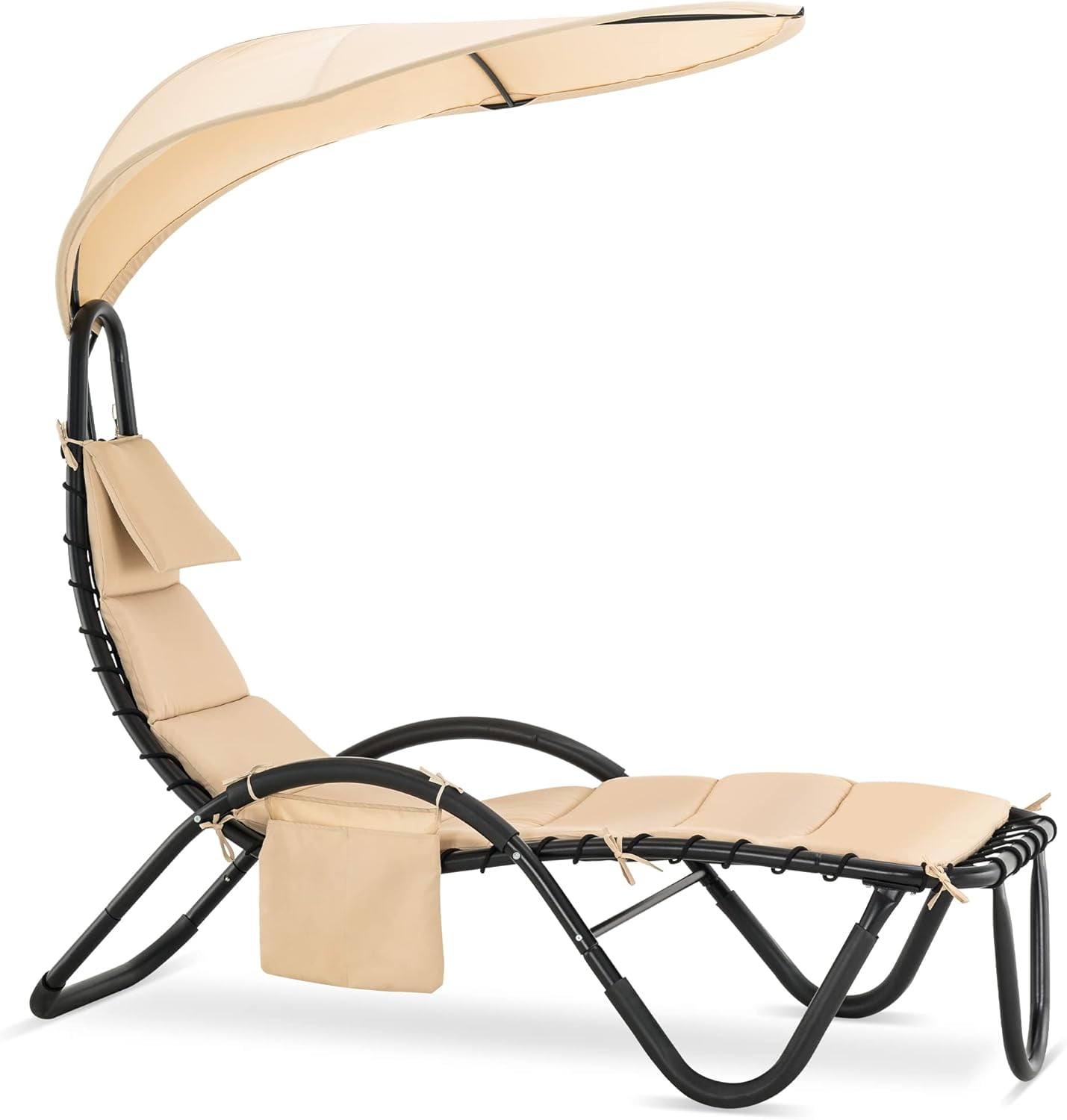 VelvetBlossom Outdoor Steel Chaise Lounge Chair with Removable Canopy ...