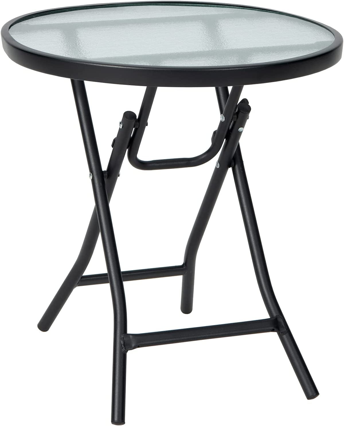 VelvetBlossom Patio Bistro Table, 18" Round Side Table with Tempered ...
