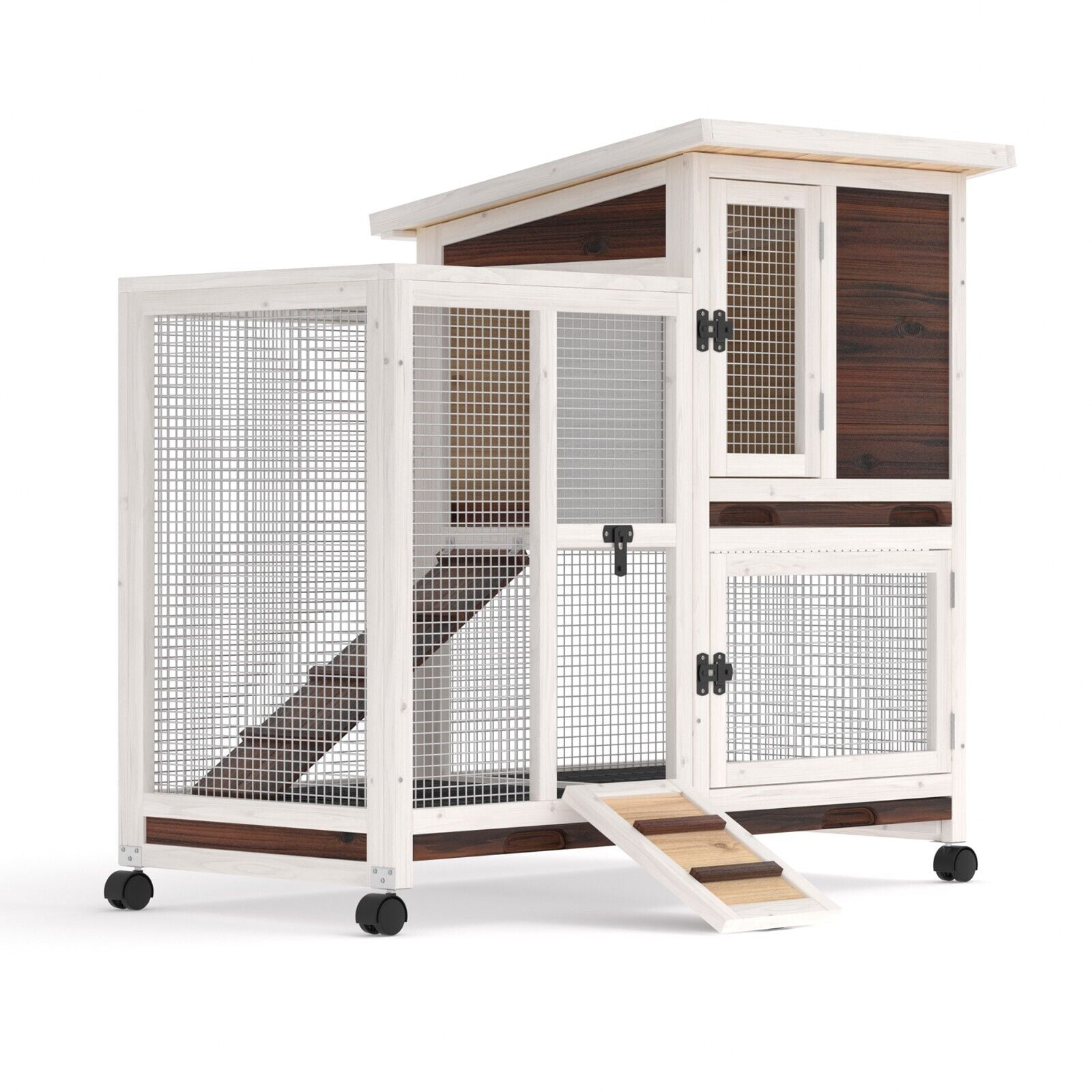 VelvetBlossom Rabbit Hutch Indoor, Chicken Coop Outdoor with 3 ...