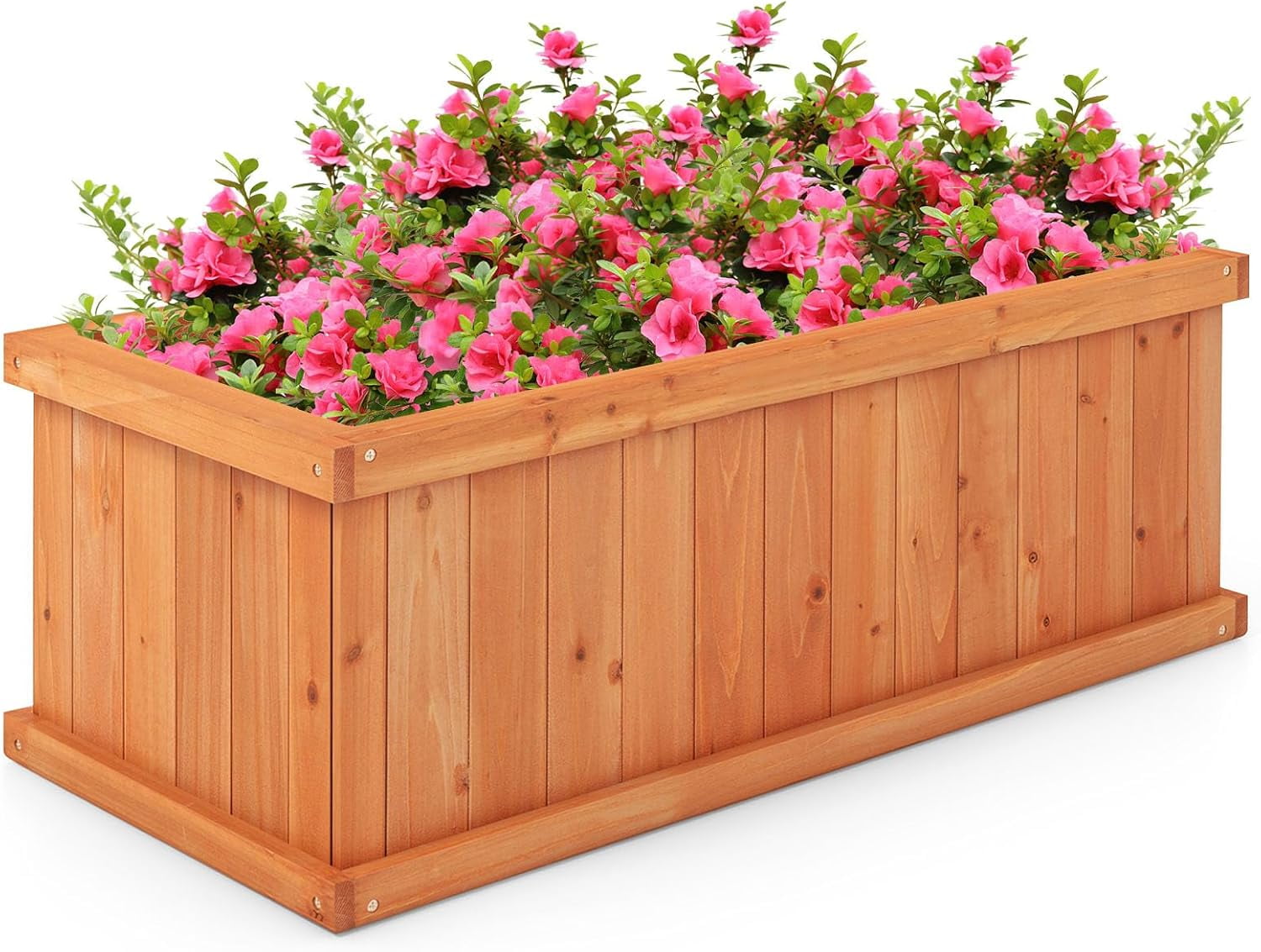 VelvetBlossom Raised Garden Bed,31”x14”x12”Wooden Planter Box with 4 ...
