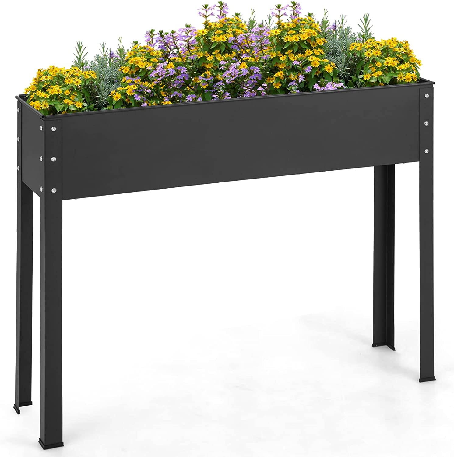 VelvetBlossom Raised Garden Bed, Metal Planter Box with Legs, Drain ...