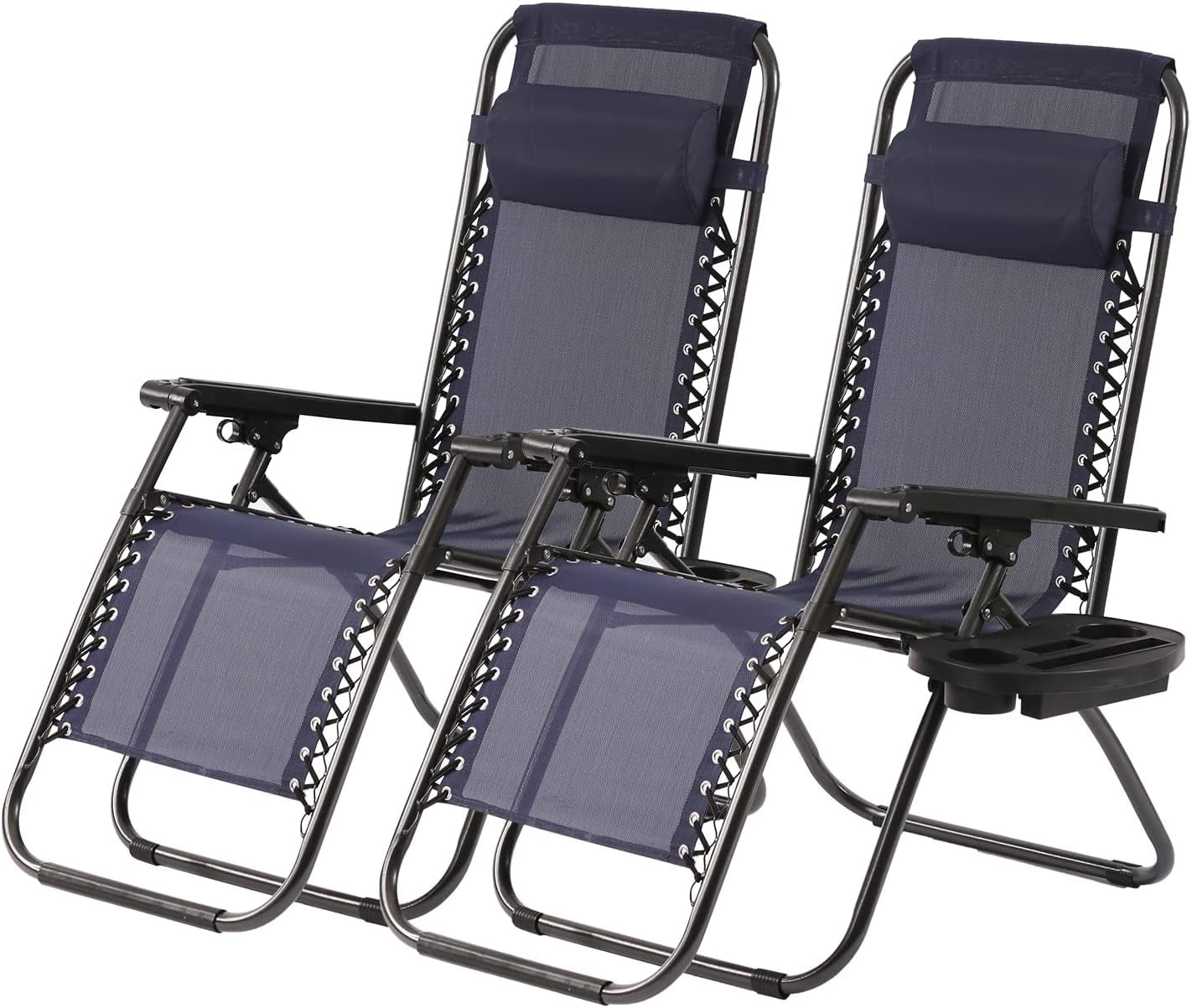 VelvetBlossom Set of 2 Lounge Chair Textilene Adjustable Beach Chair ...