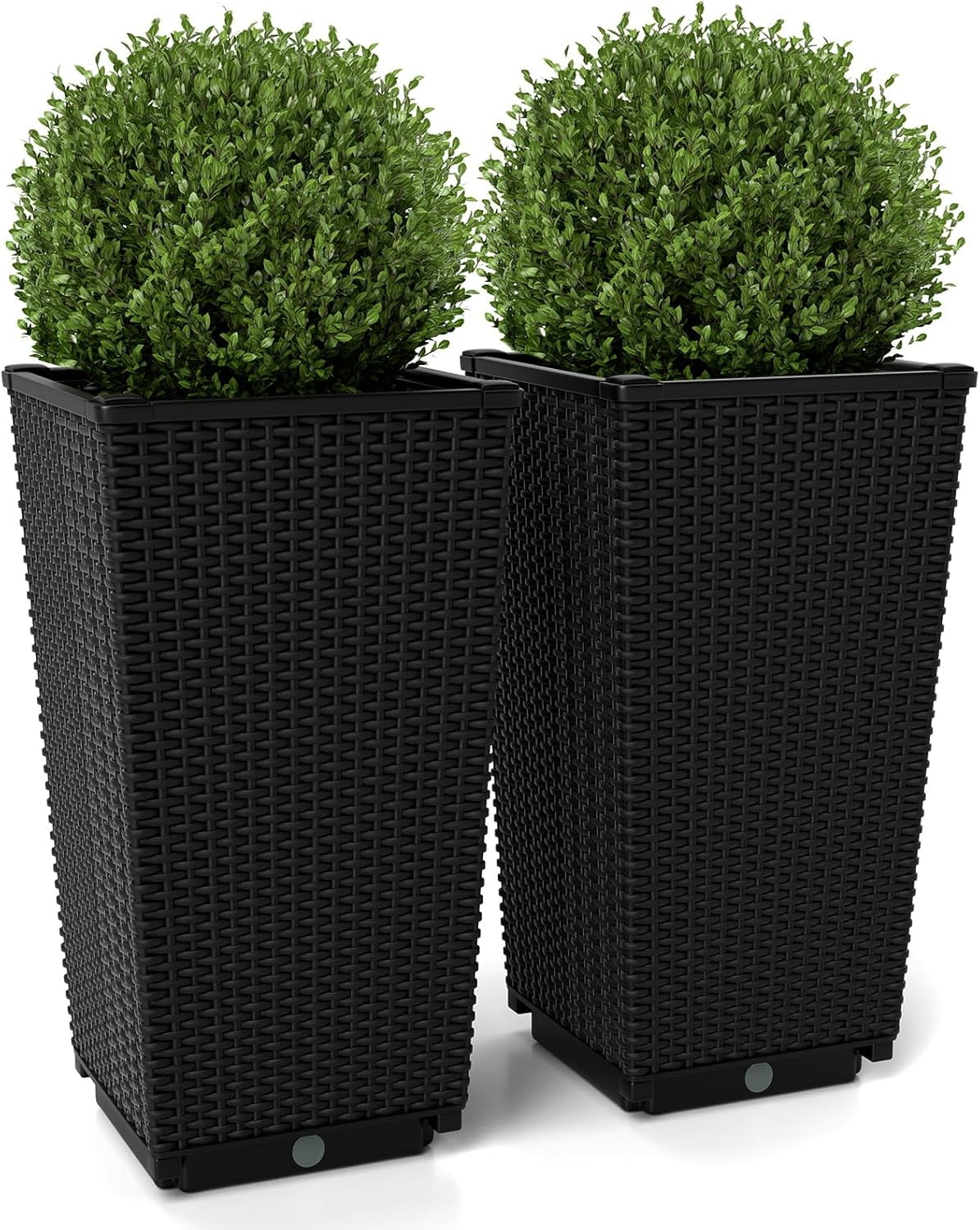 VelvetBlossom Set of 2 Outdoor Wicker Flower Pot, 23 Inch Tall Planters ...