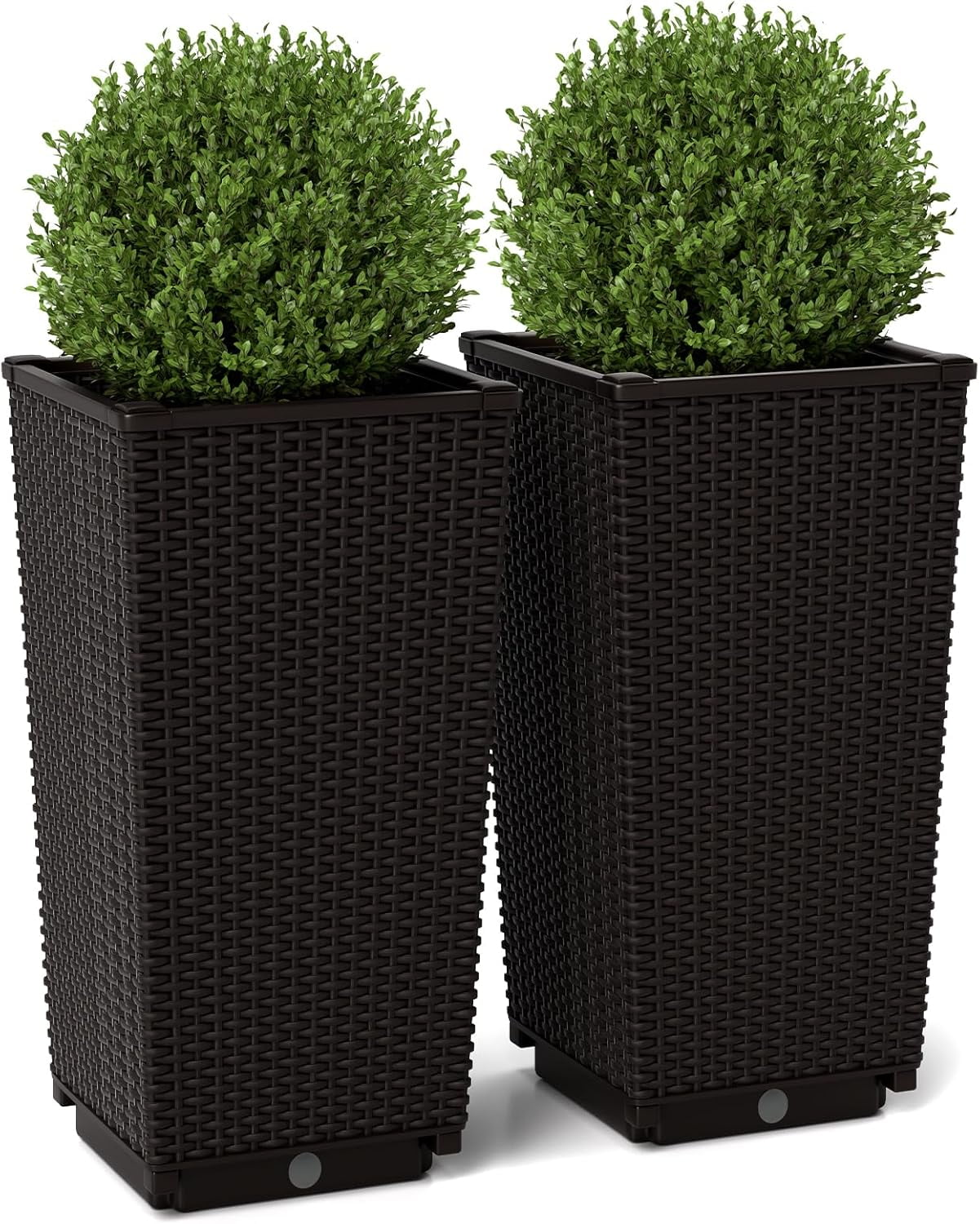 VelvetBlossom Set of 2 Outdoor Wicker Flower Pot,23 Inch Tall Planters ...