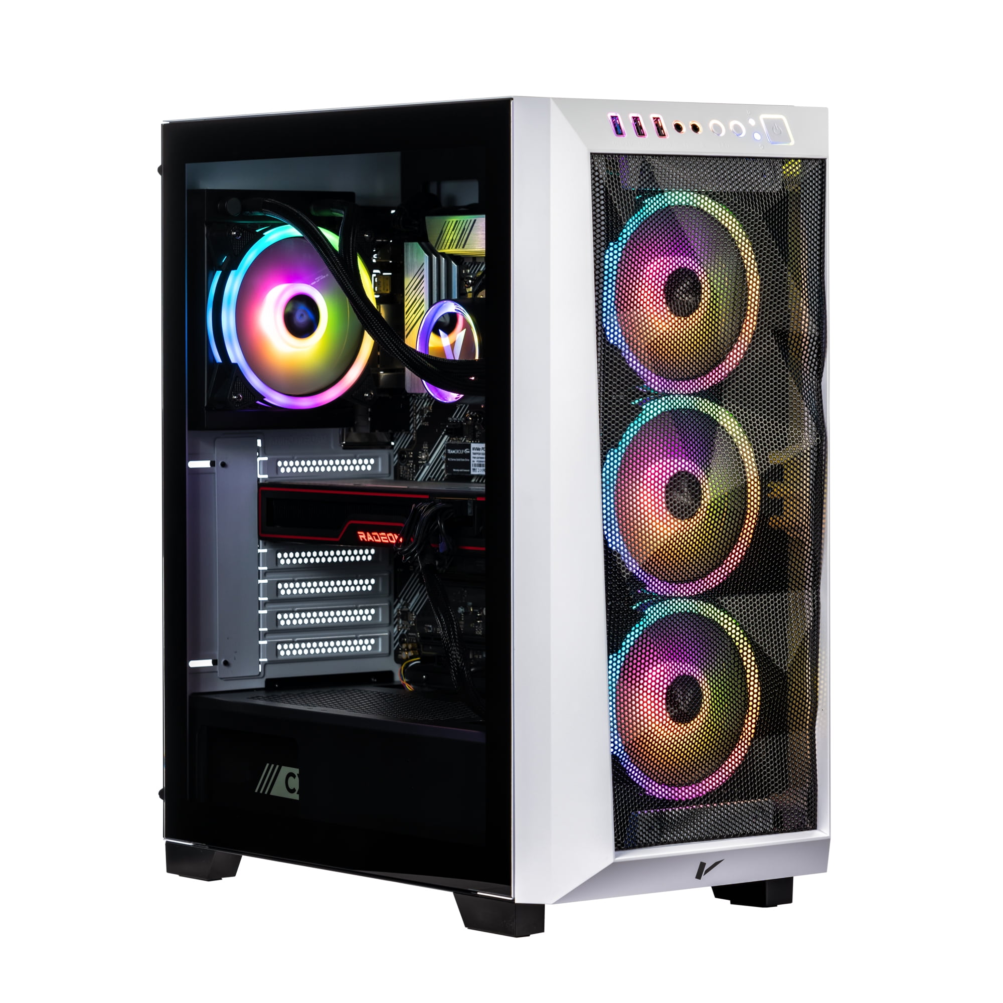 Velztorm White Pilum CTO Gaming Desktop PC Liquid-Cooled (AMD Ryzen 7 5700X 8-Core, Radeon RX ...