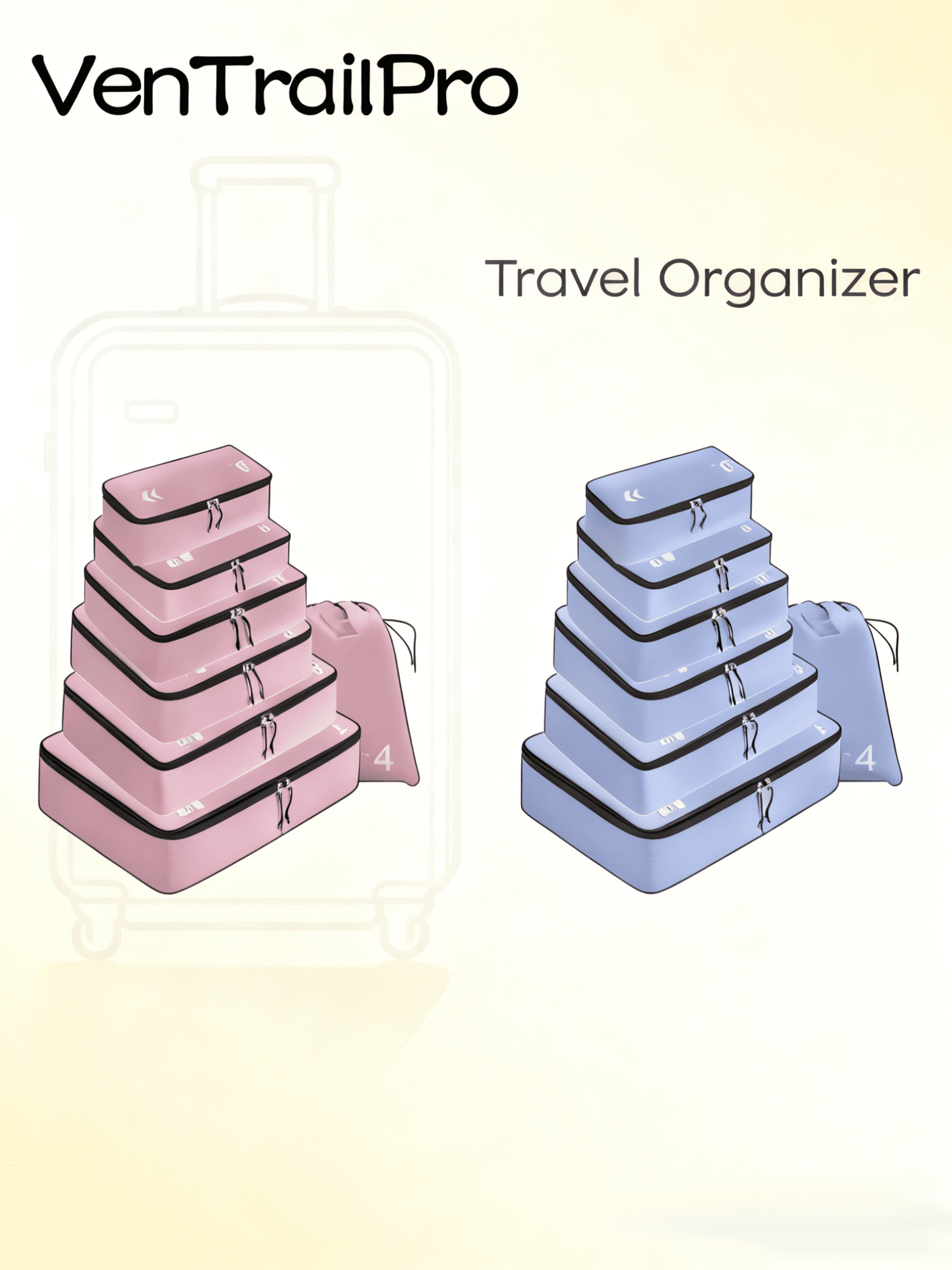 VenTrailPro Garment bags for travel，7-Piece Packing Cubes Set ...