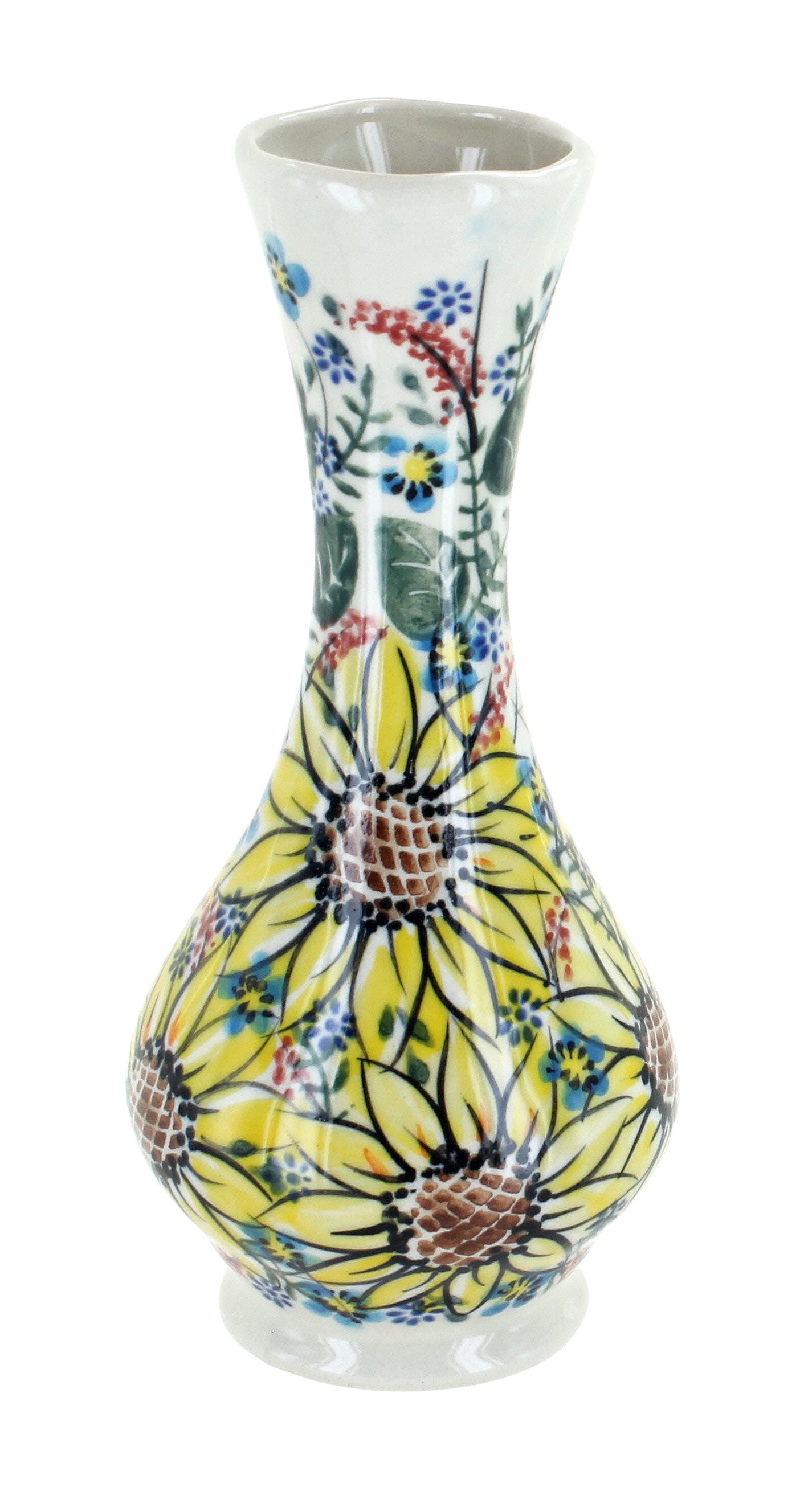 Vena Blue Rose Polish Pottery 145 Small Bud Vase Sunflower Maze ...