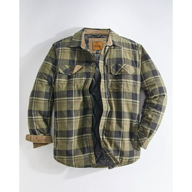 Venado Men's Plaid Shirt Jacket -Long Sleeved Quilt Lined Venado Men's Plaid Shirt Jacket -Long Sleeved Quilt Lined