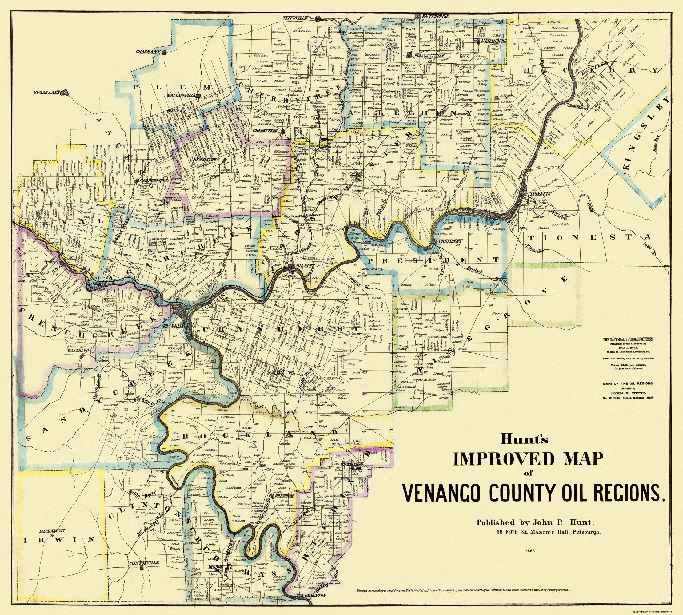 Historic County Map - Venango County Pennsylvania - Hunt 1865 - 25.56 x ...