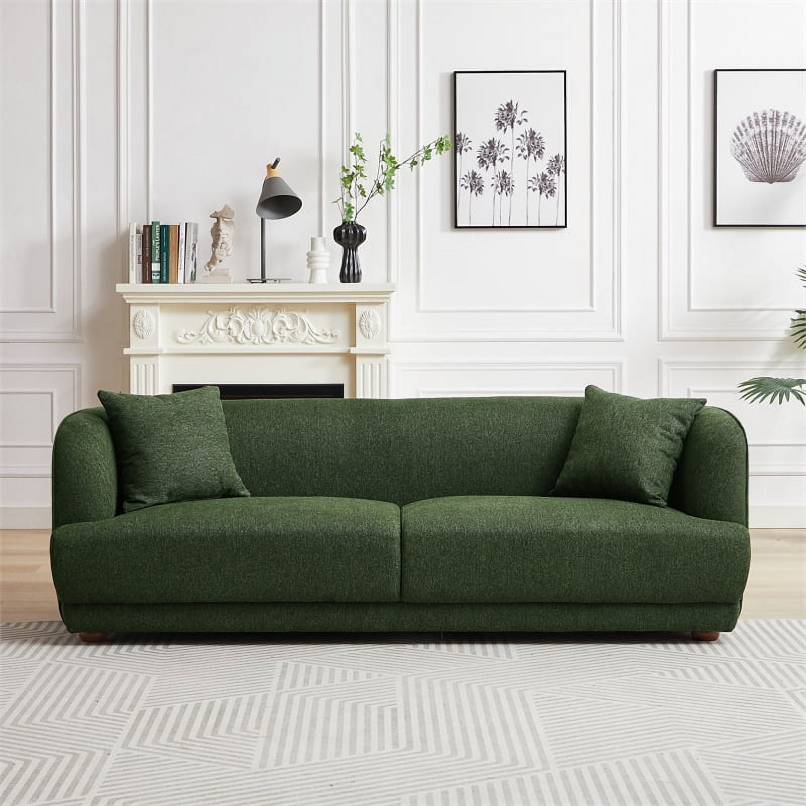 Venar Mid-Century Modern Living Room Luxury Fabric Linen Couch in Green ...